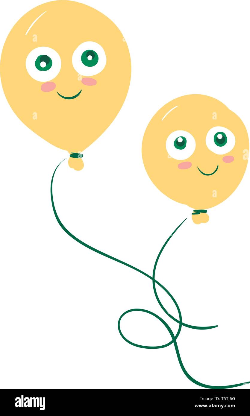 Two floating yellow balloons vector or color illustration Stock Vector ...