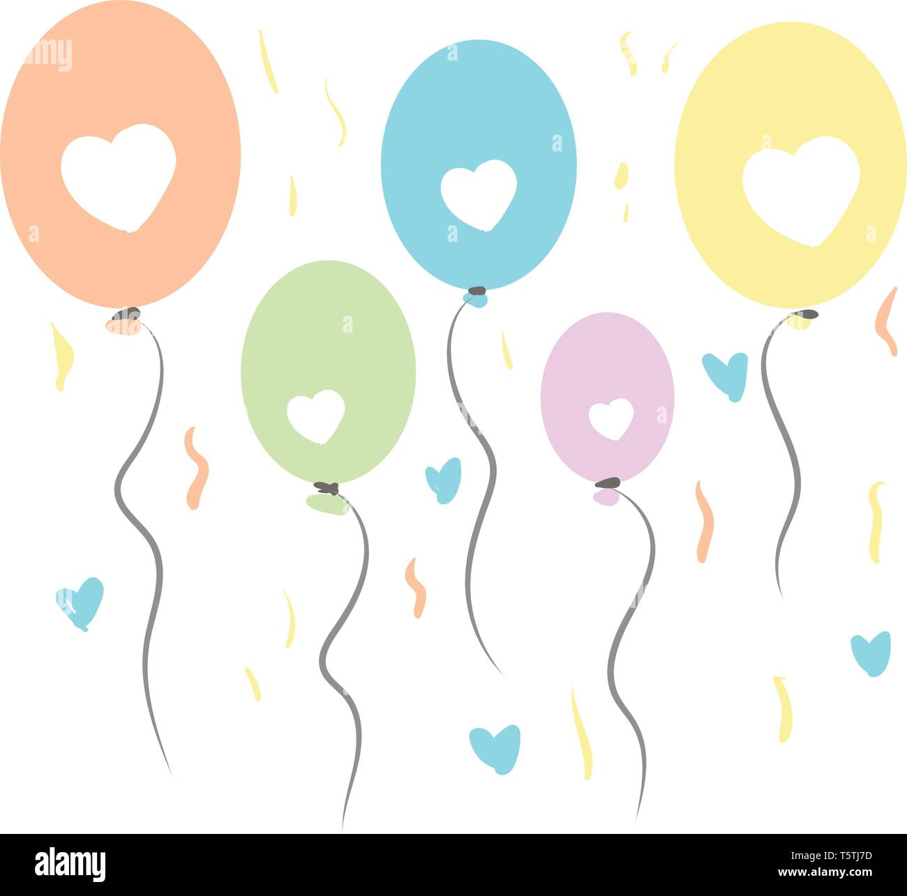 Colorful balloons and confetti vector or color illustration Stock ...