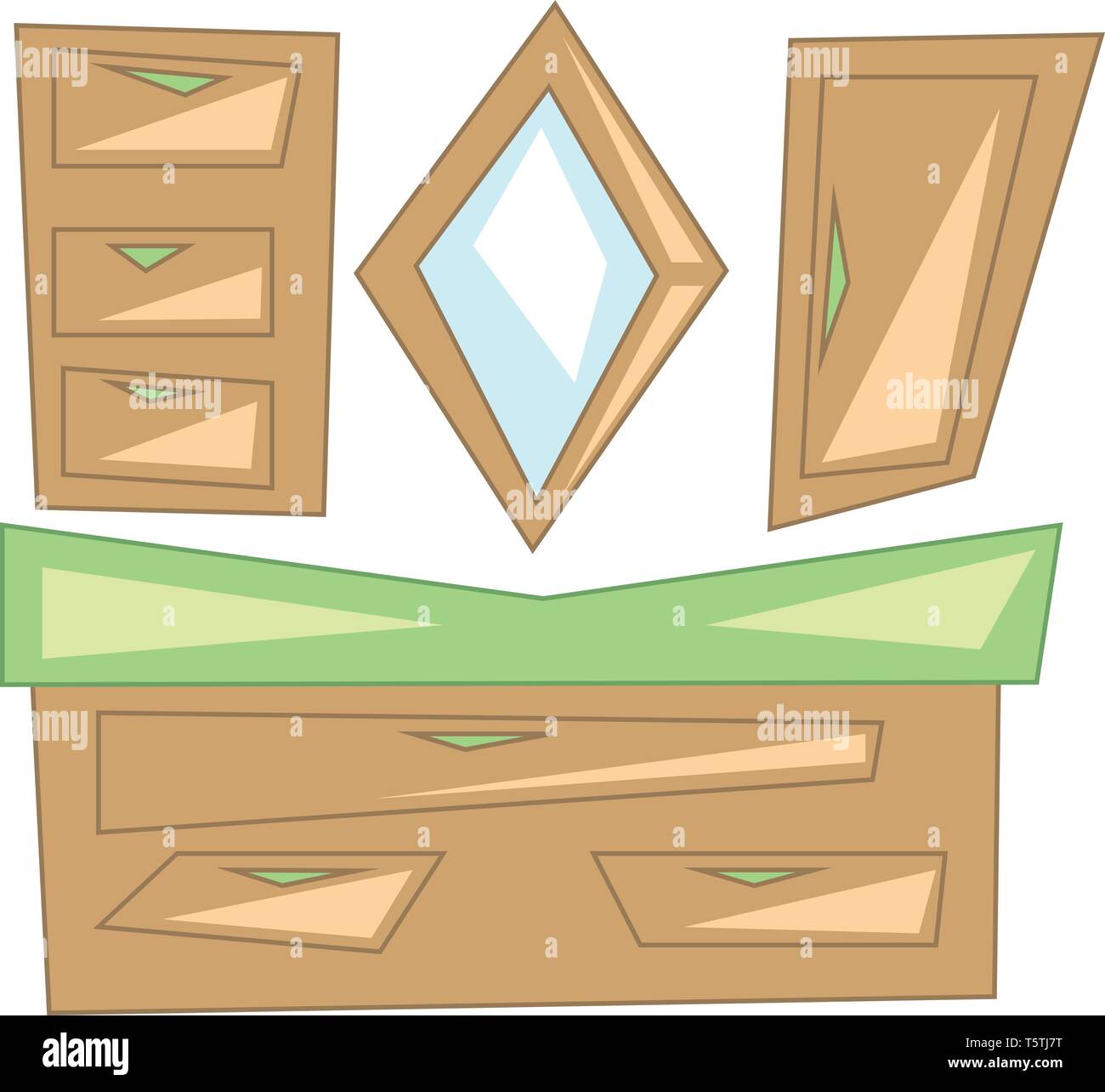 A wooden dressing shelf vector or color illustration Stock Vector Image ...