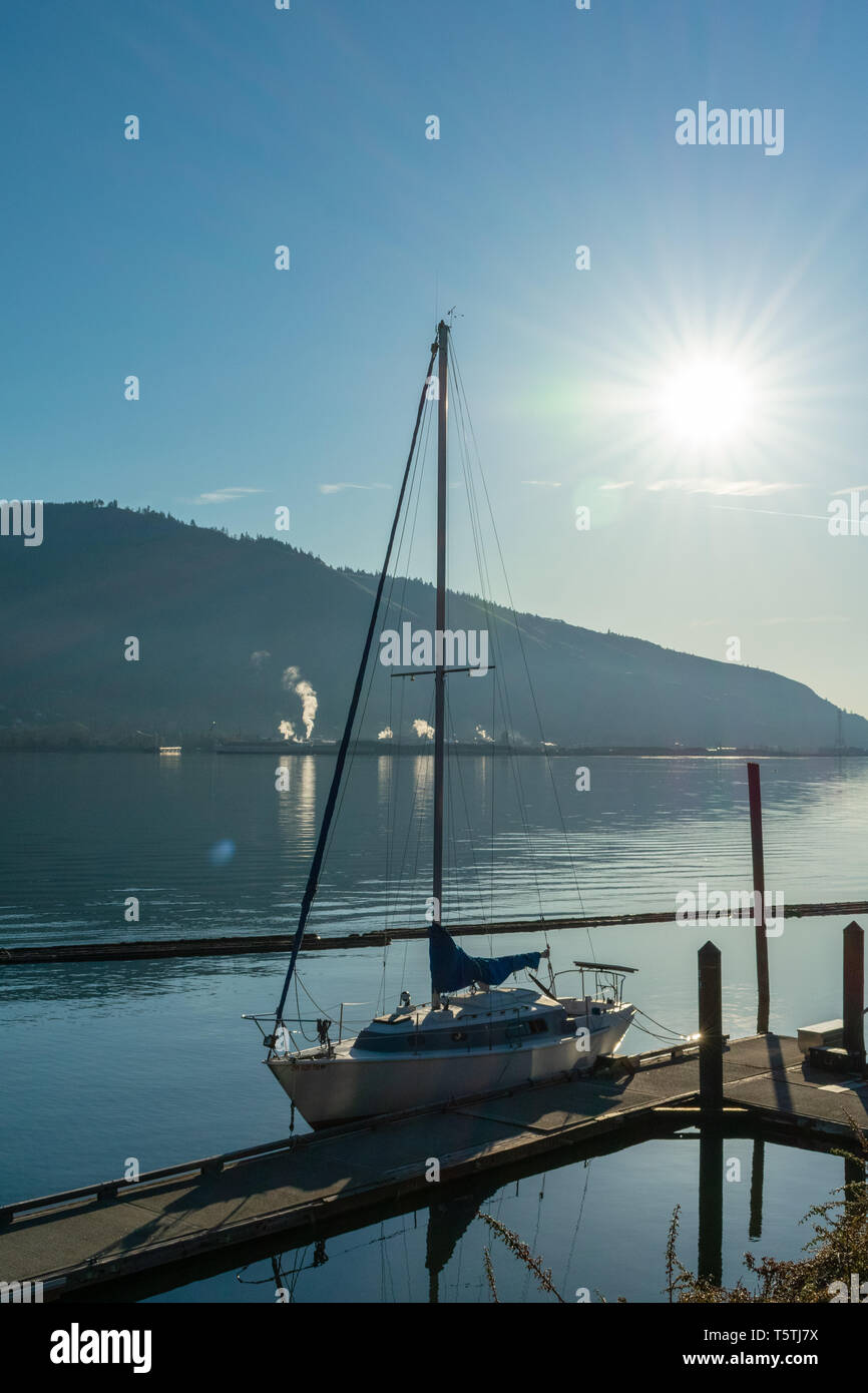 Sailboat Docked In Hood River, Oregon Stock Photo - Alamy