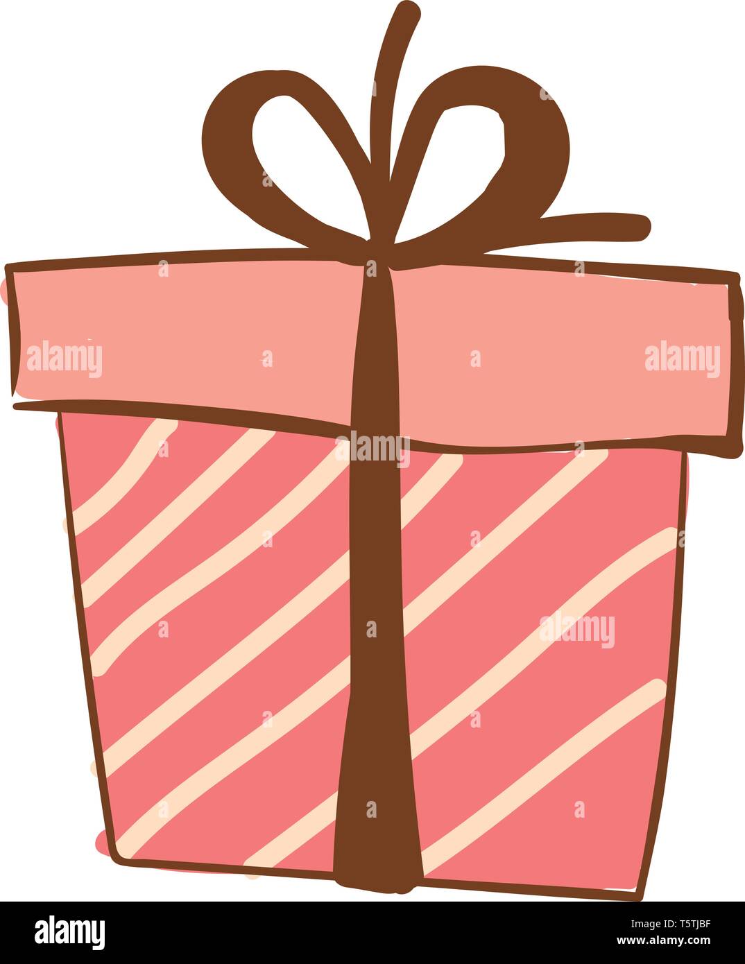 Pink and white striped gift box vector or color illustration Stock ...