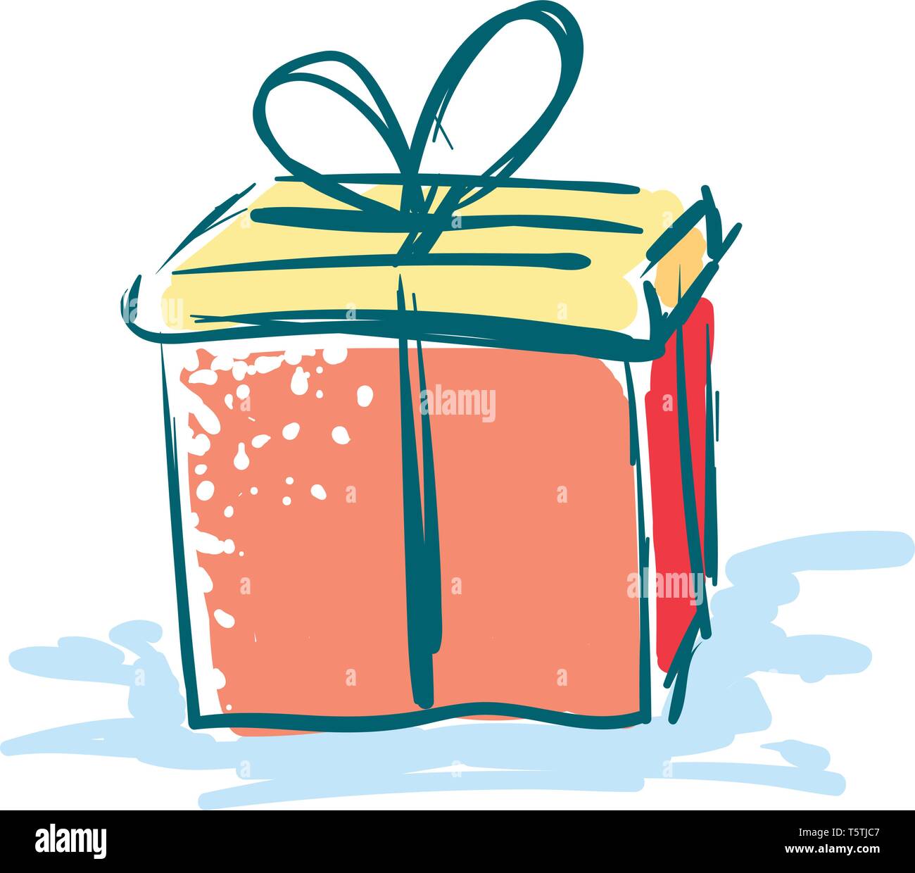 Painting of a colorful gift box vector or color illustration Stock ...