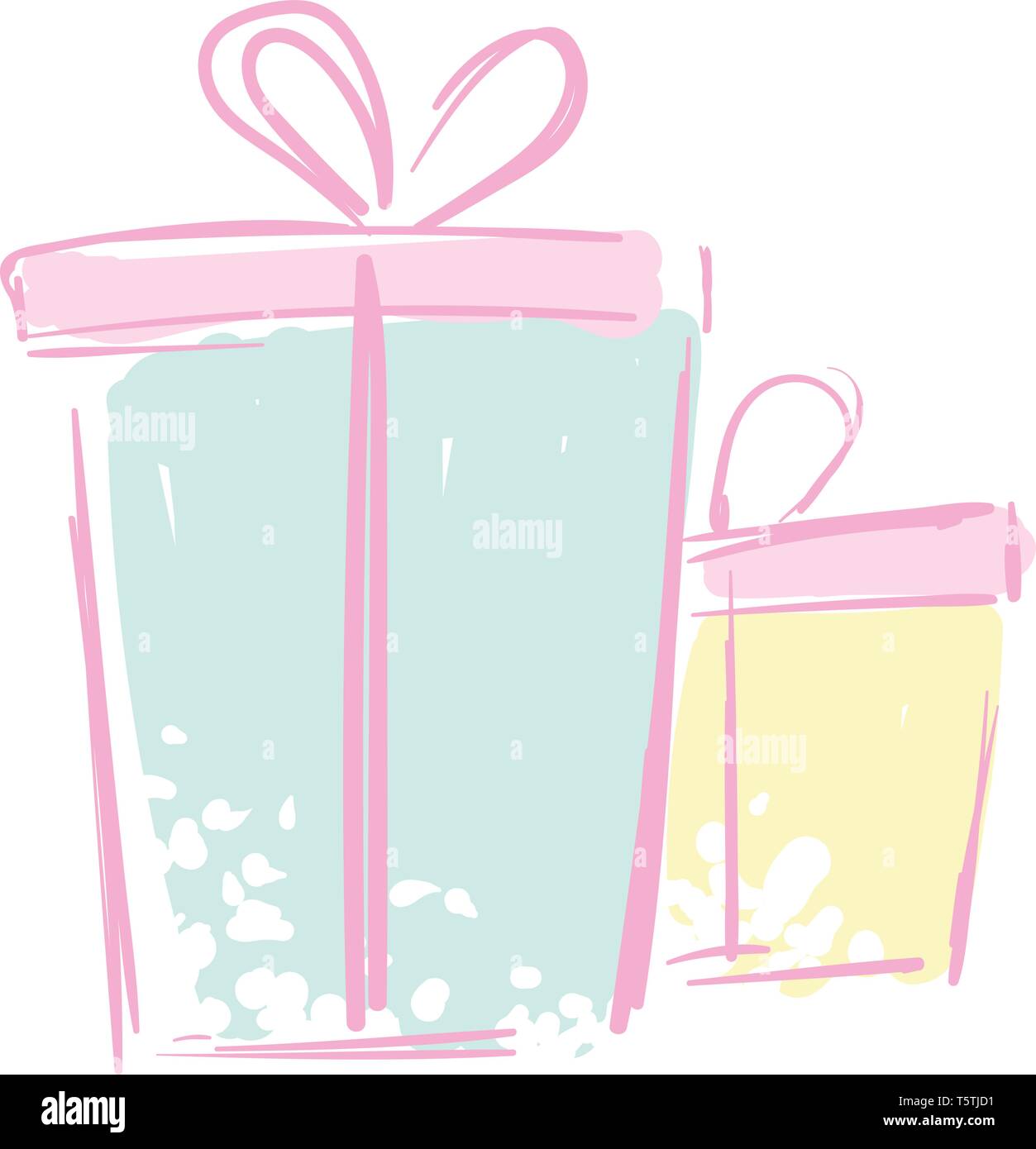 Painting of two beautiful gift box vector or color illustration Stock ...