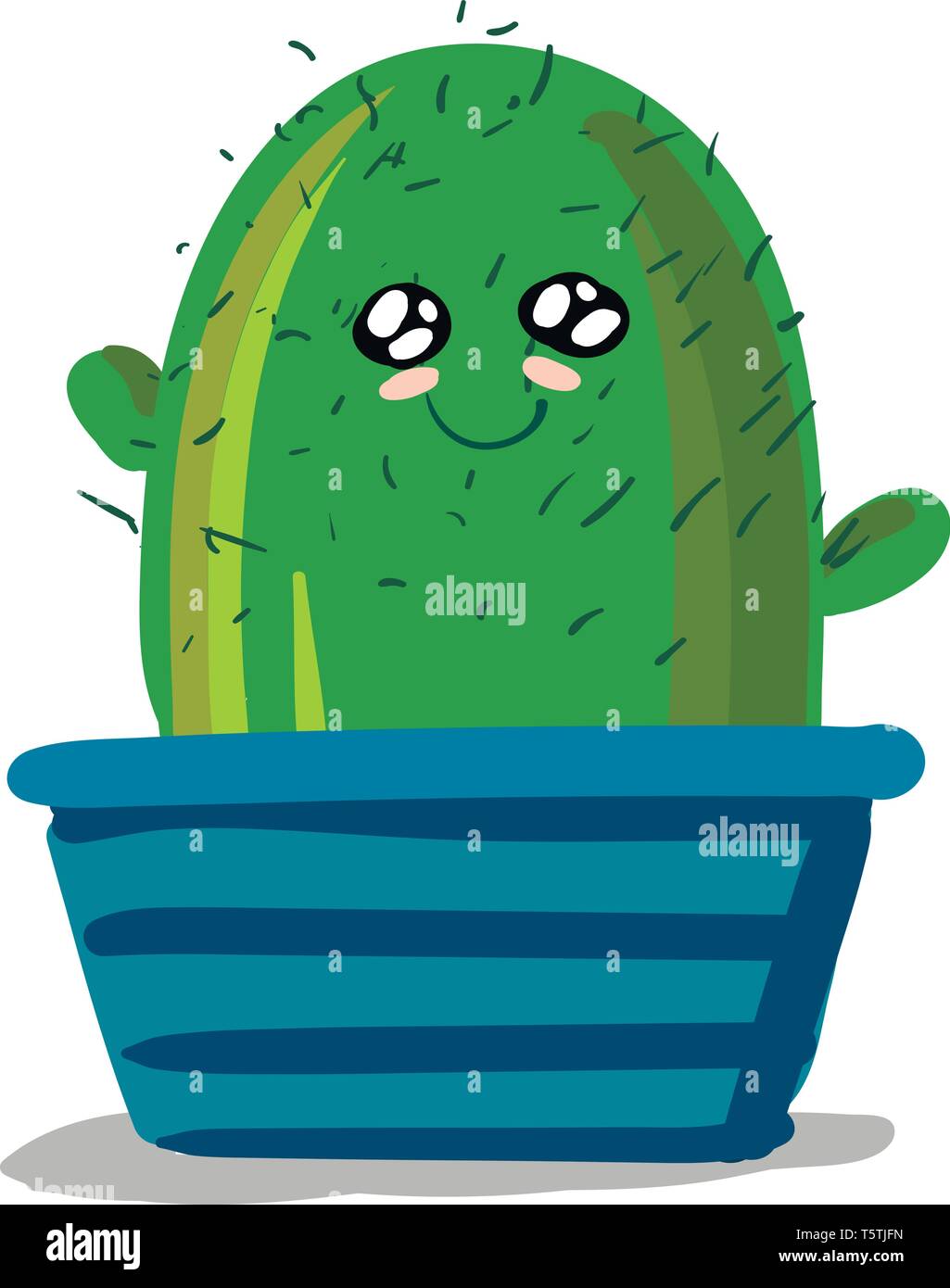 Happy cactus with two arms vector or color illustration Stock Vector ...