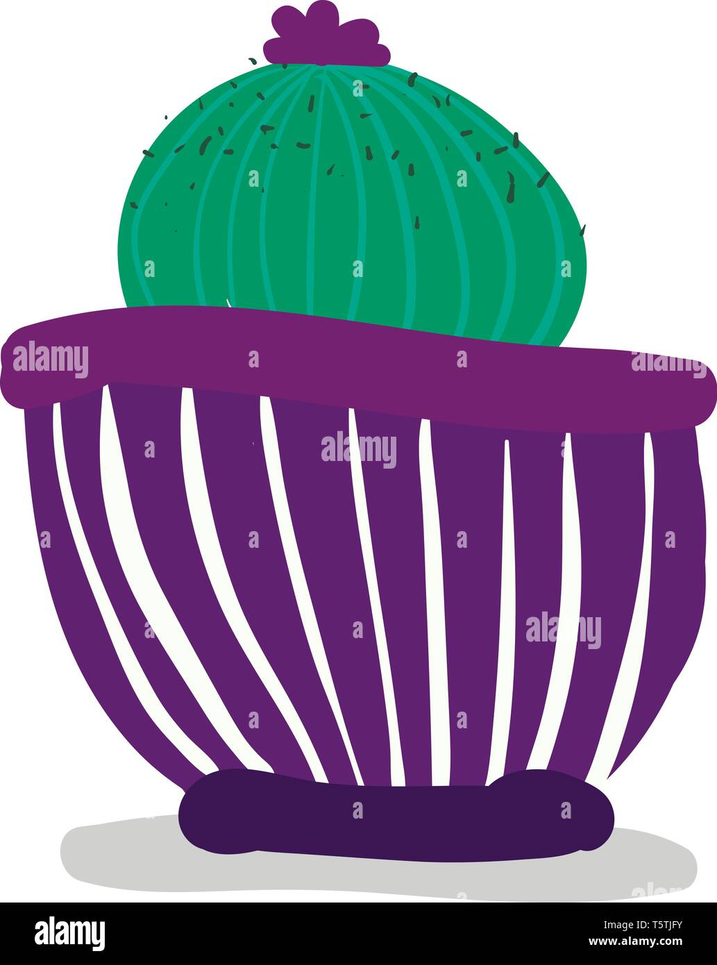 Painting of a round cactus plant vector or color illustration Stock ...