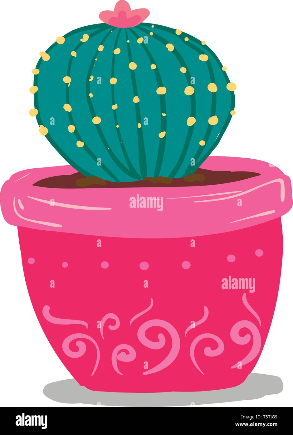 Round indoor cactus pot vector or color illustration Stock Vector Image ...