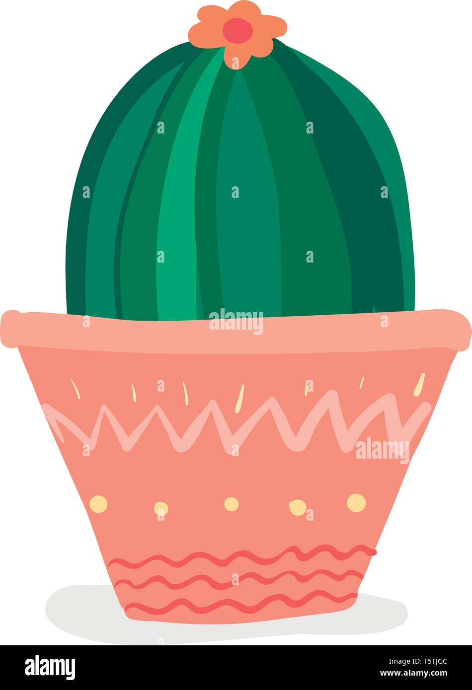 Dome shaped cactus with flower vector or color illustration Stock ...