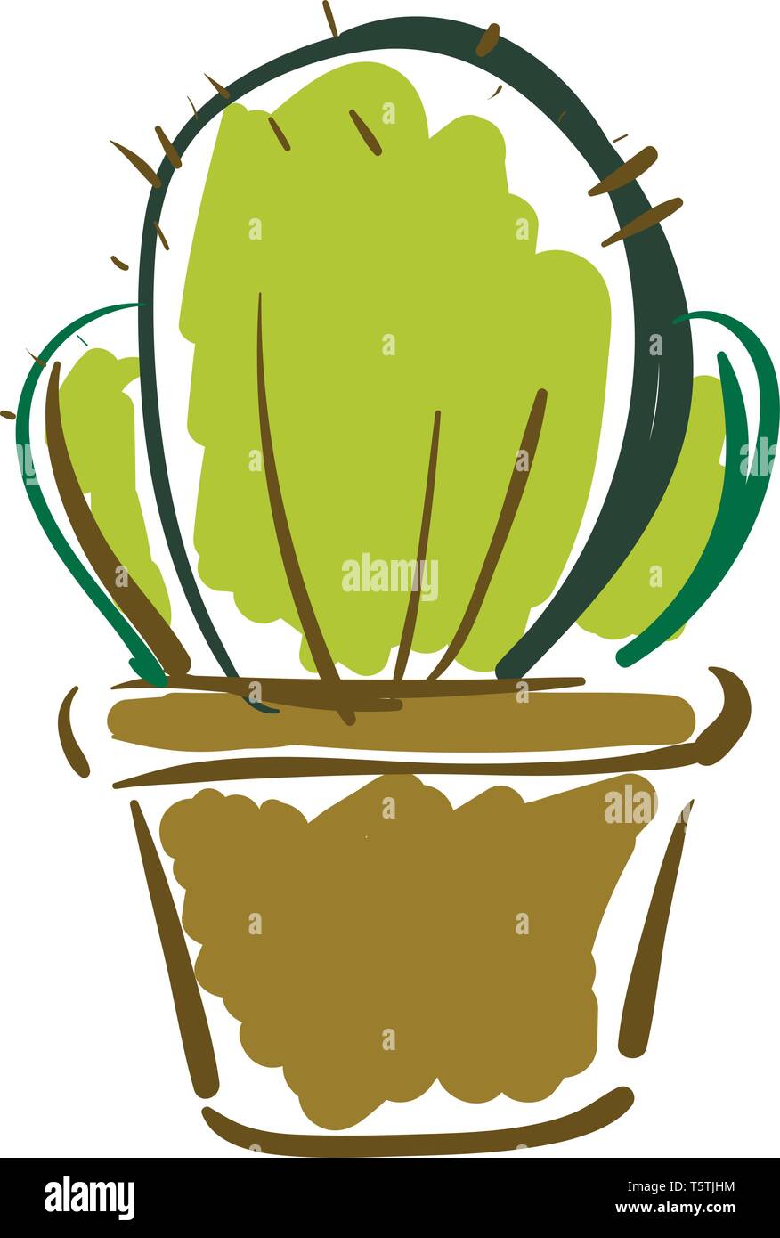 Prickly cactus in pot vector or color illustration Stock Vector Image ...