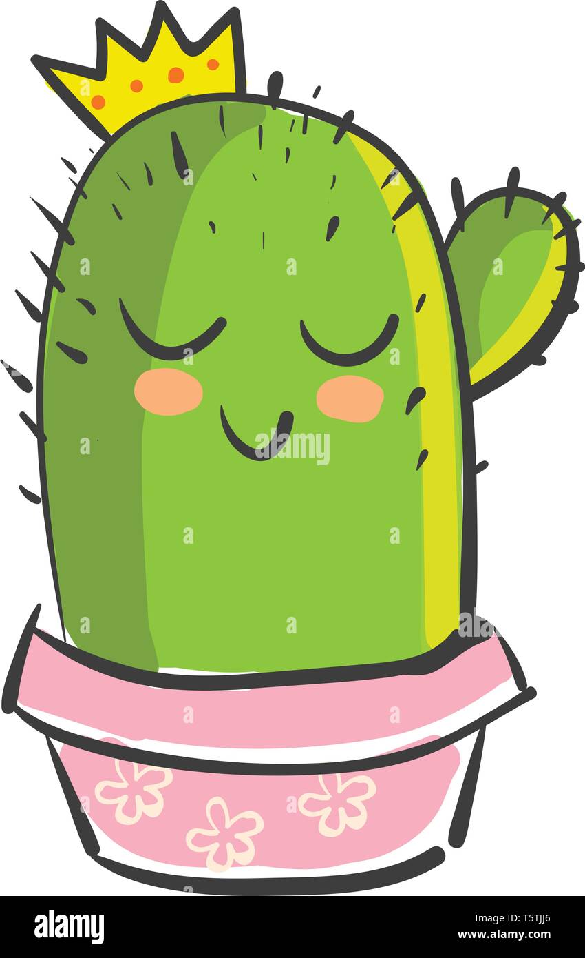 Prickly cactus with princess costume vector or color illustration Stock ...