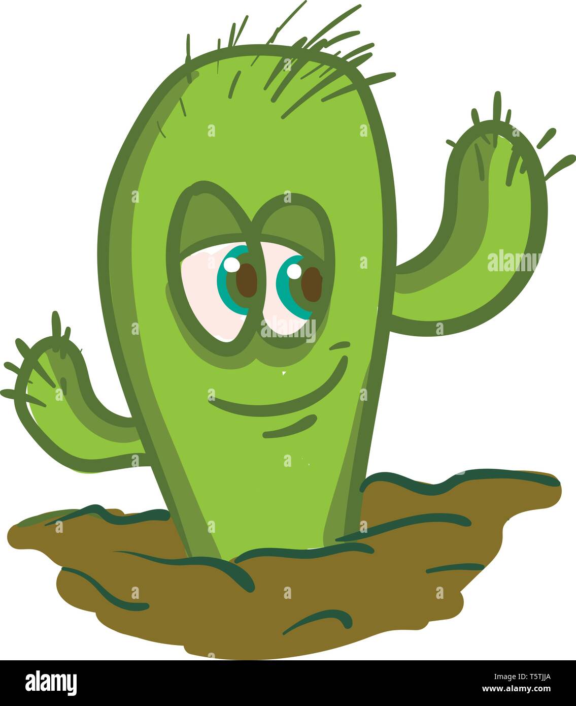 Tall cactus in the ground vector or color illustration Stock Vector ...