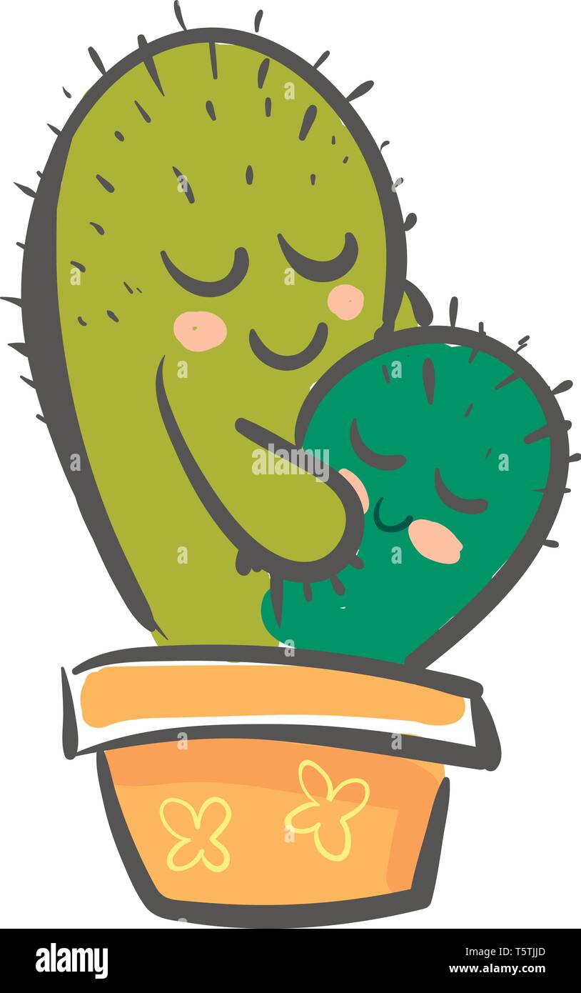Hugging prickly cactus vector or color illustration Stock Vector Image ...