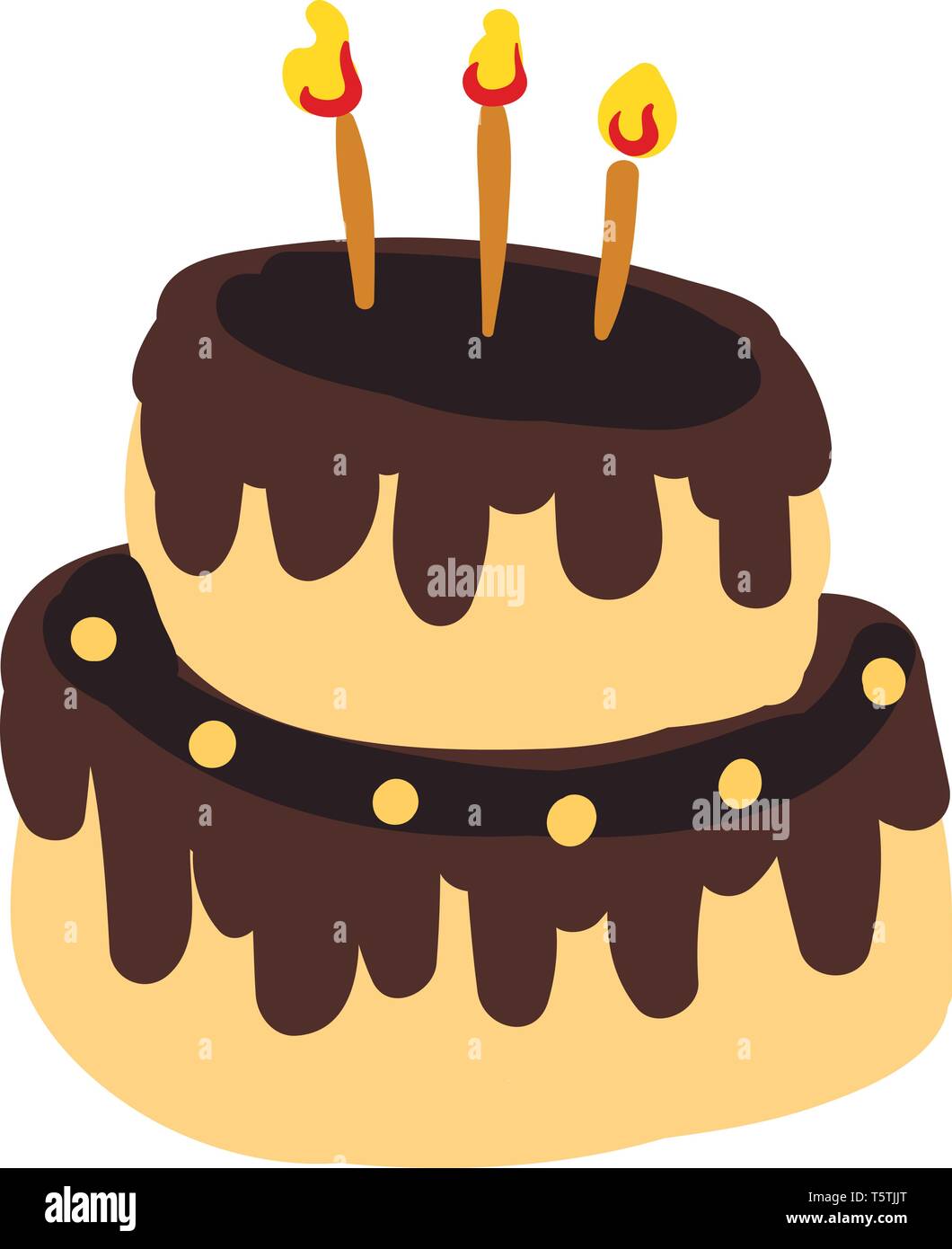 Chocolate dripped birthday cake vector or color illustration Stock ...