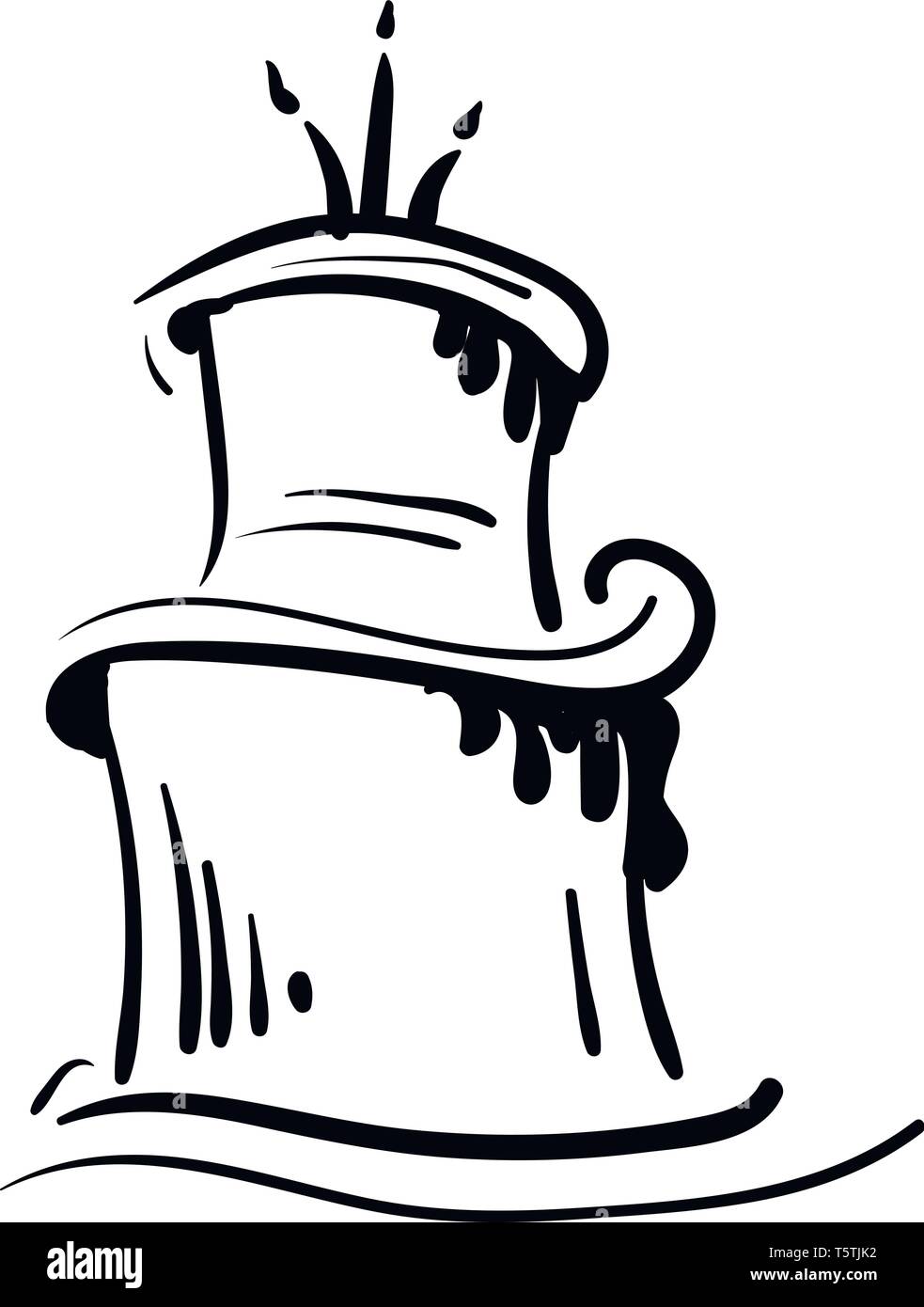 Sketch of a two-layer birthday cake vector or color illustration Stock ...