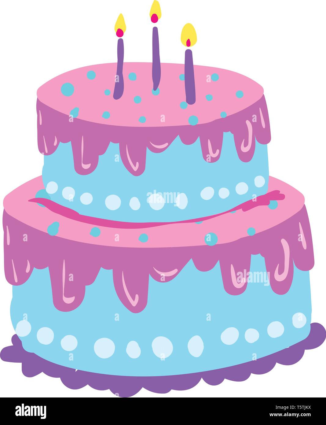 Two-layer cake in blue and pink vector or color illustration Stock ...