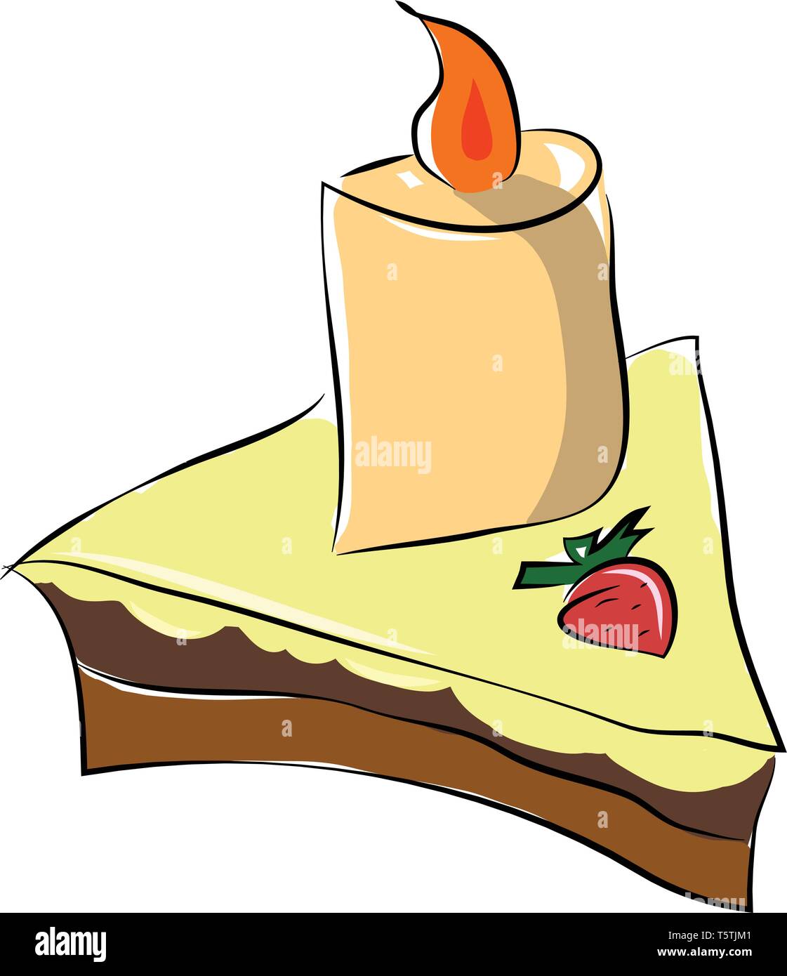 Piece of cake with strawberry toppings vector or color illustration ...