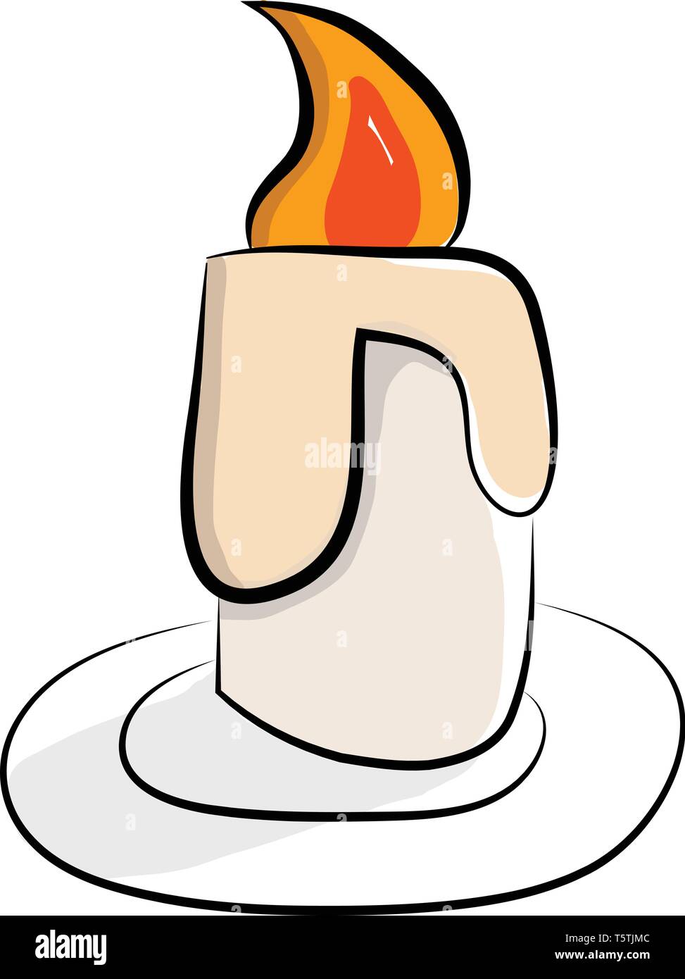Burning candle dripping on a plate vector or color illustration Stock ...