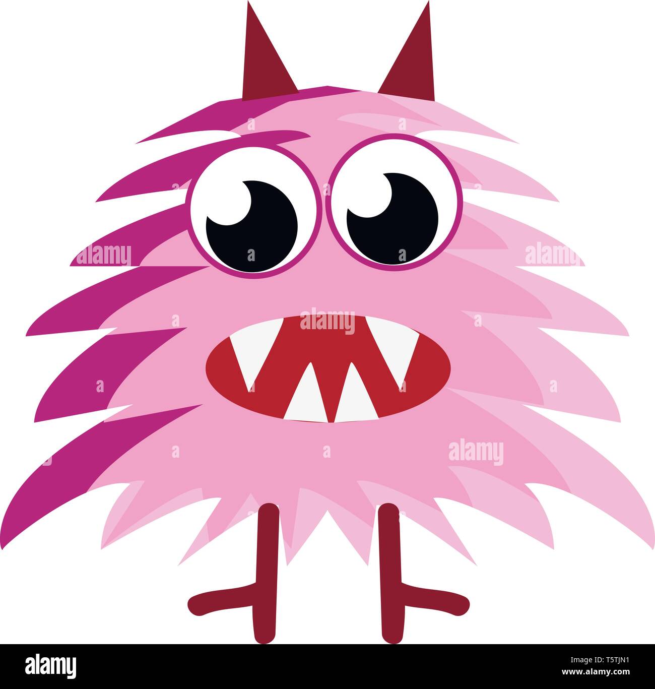 Scary pink furry creature vector or color illustration Stock Vector ...