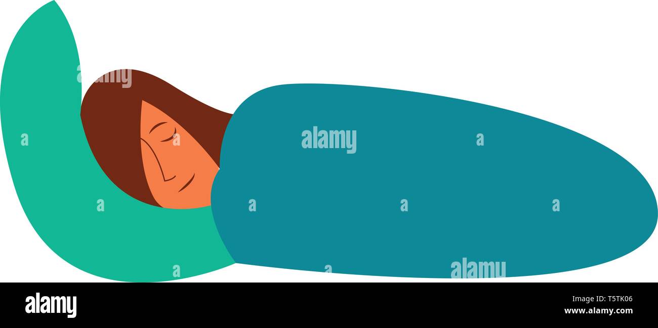 Dreaming lady in bed vector or color illustration Stock Vector Image ...