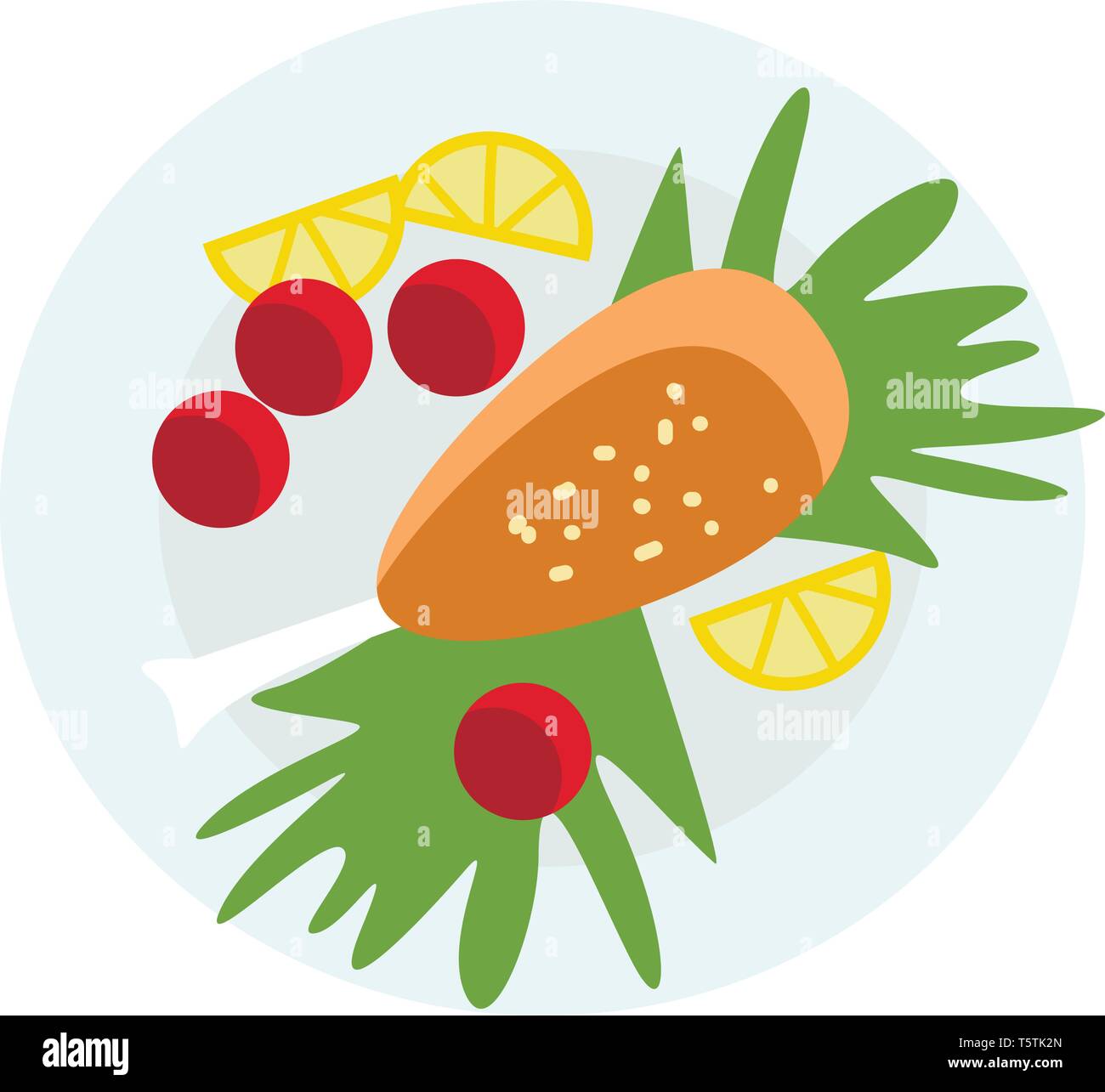 A lavish food platter with greens and fruits vector or color ...