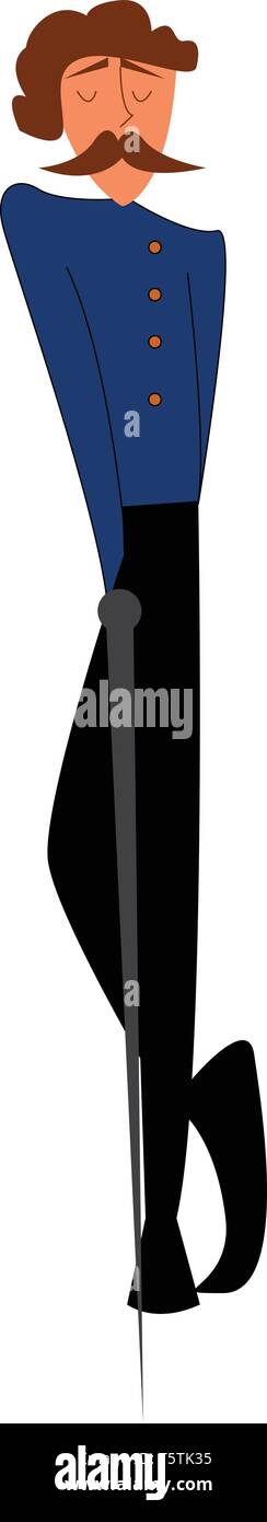 Gentleman in blue black uniform vector or color illustration Stock ...