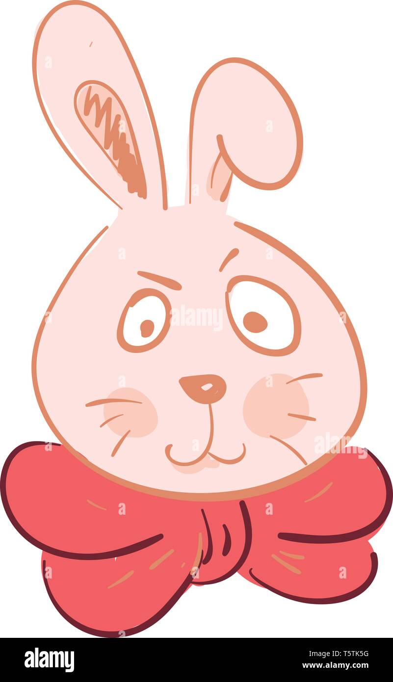 Grumpy hare in red ribbon tie vector or color illustration Stock Vector ...