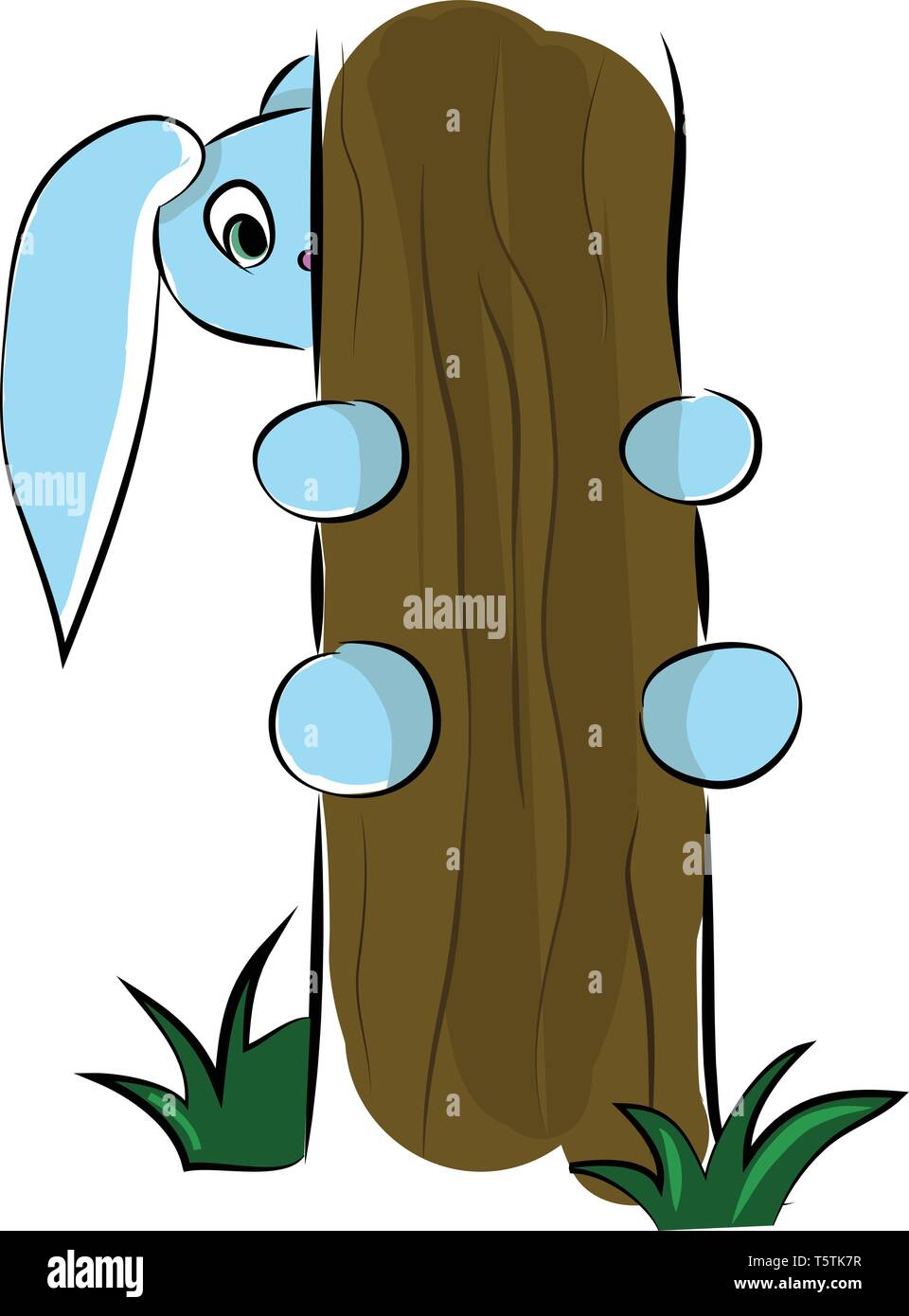 Blue hare is climbing tree vector or color illustration Stock Vector ...