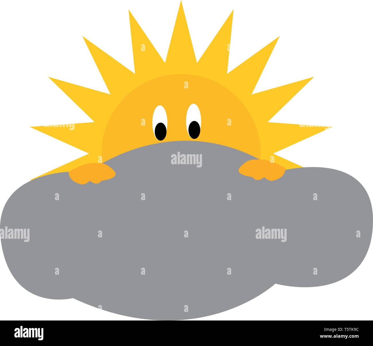 Sun coming out of cloud vector or color illustration Stock Vector Image ...
