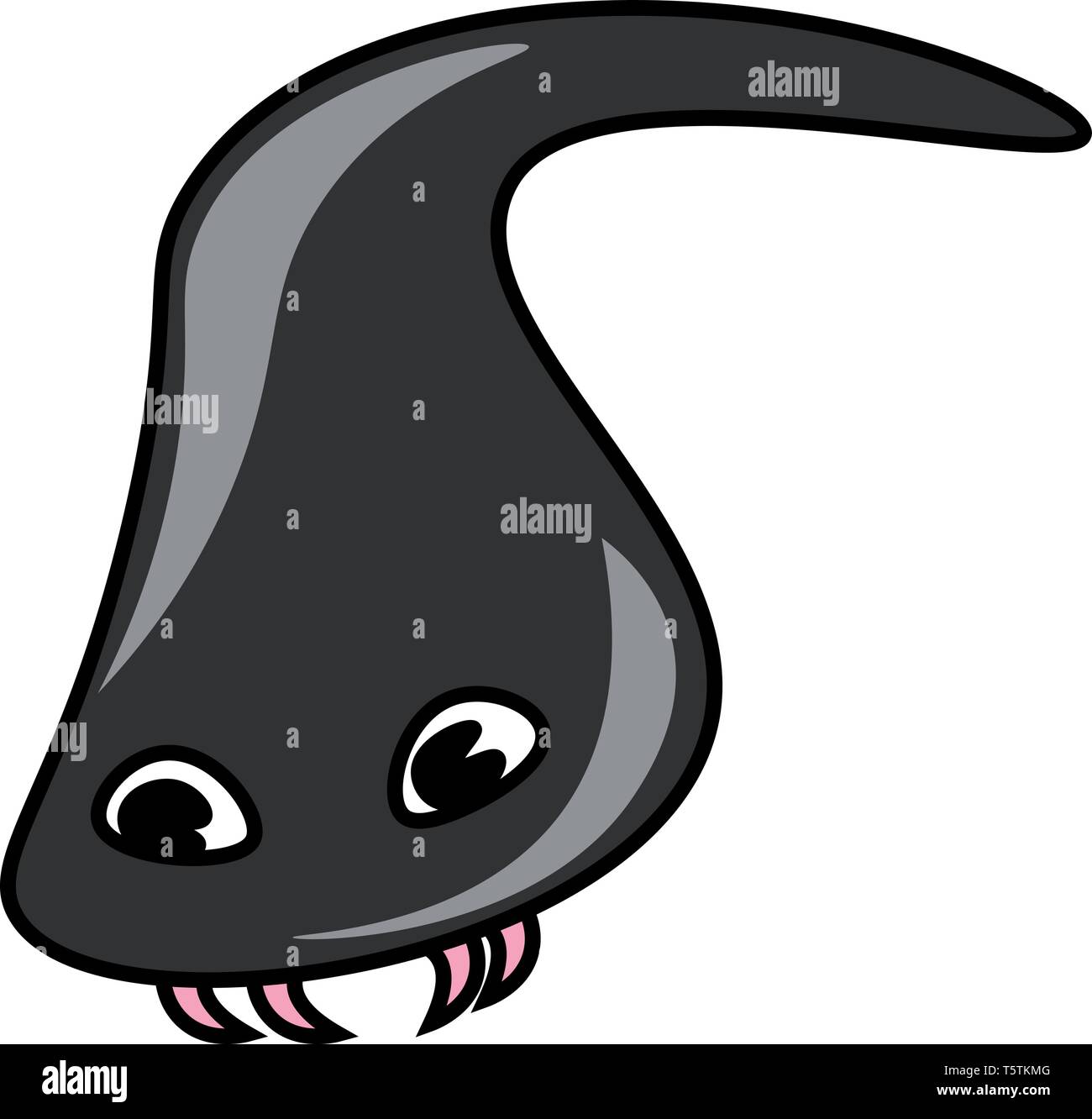 An oval-shaped leach in shades of grey color possesses four pink ...