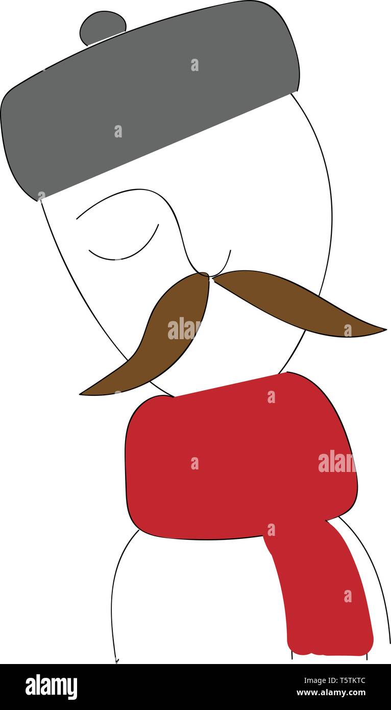 A one-eyed man with his eyes closed has a long mustache and wearing a ...
