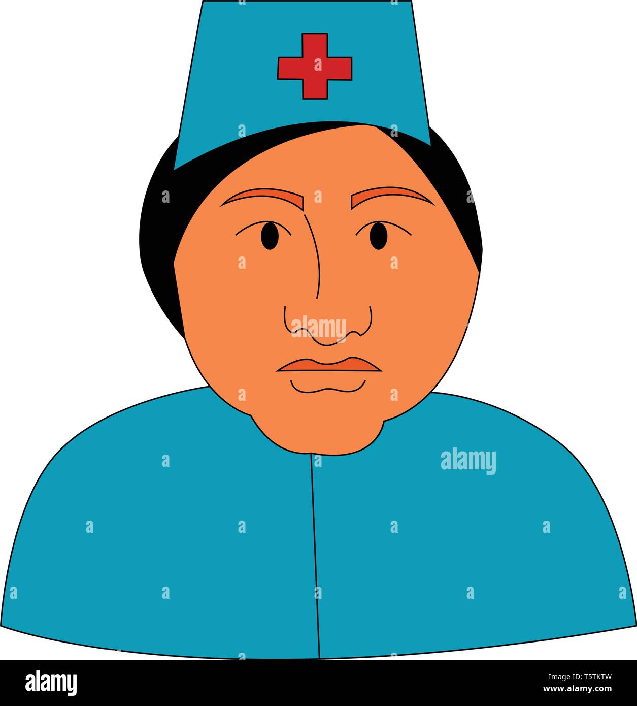 A nurse at the hospital dressed in her blue-colored uniform with a plus ...