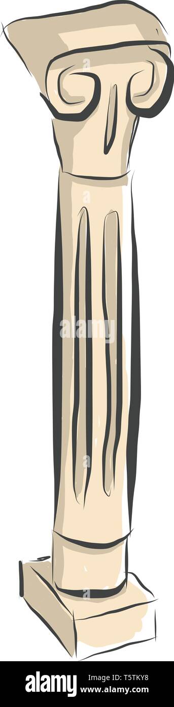 A peach-colored cartoon pillar standing erect with longitudinal stripes ...