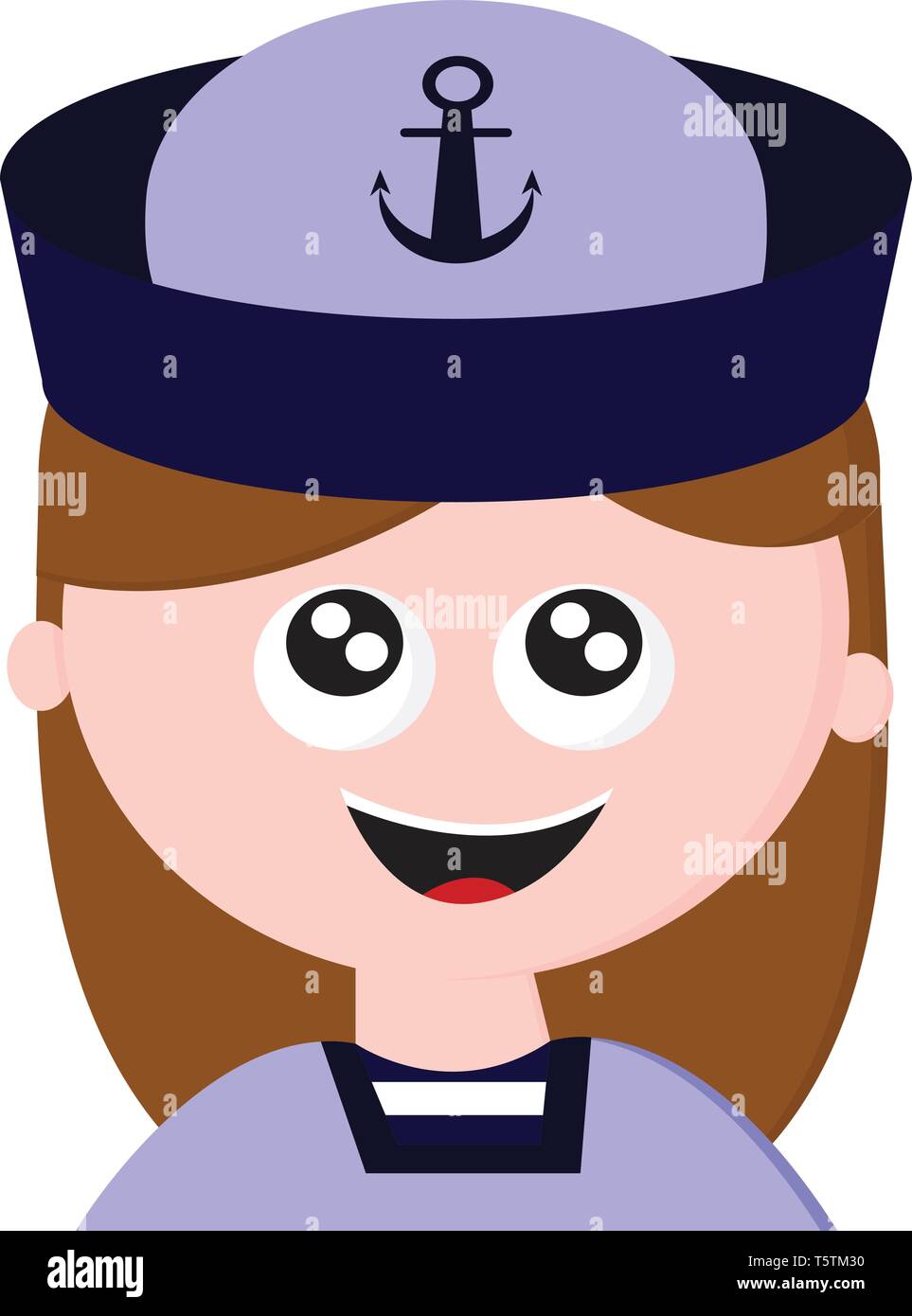 Cartoon character of a laughing sailor girl dressed in her blue uniform ...