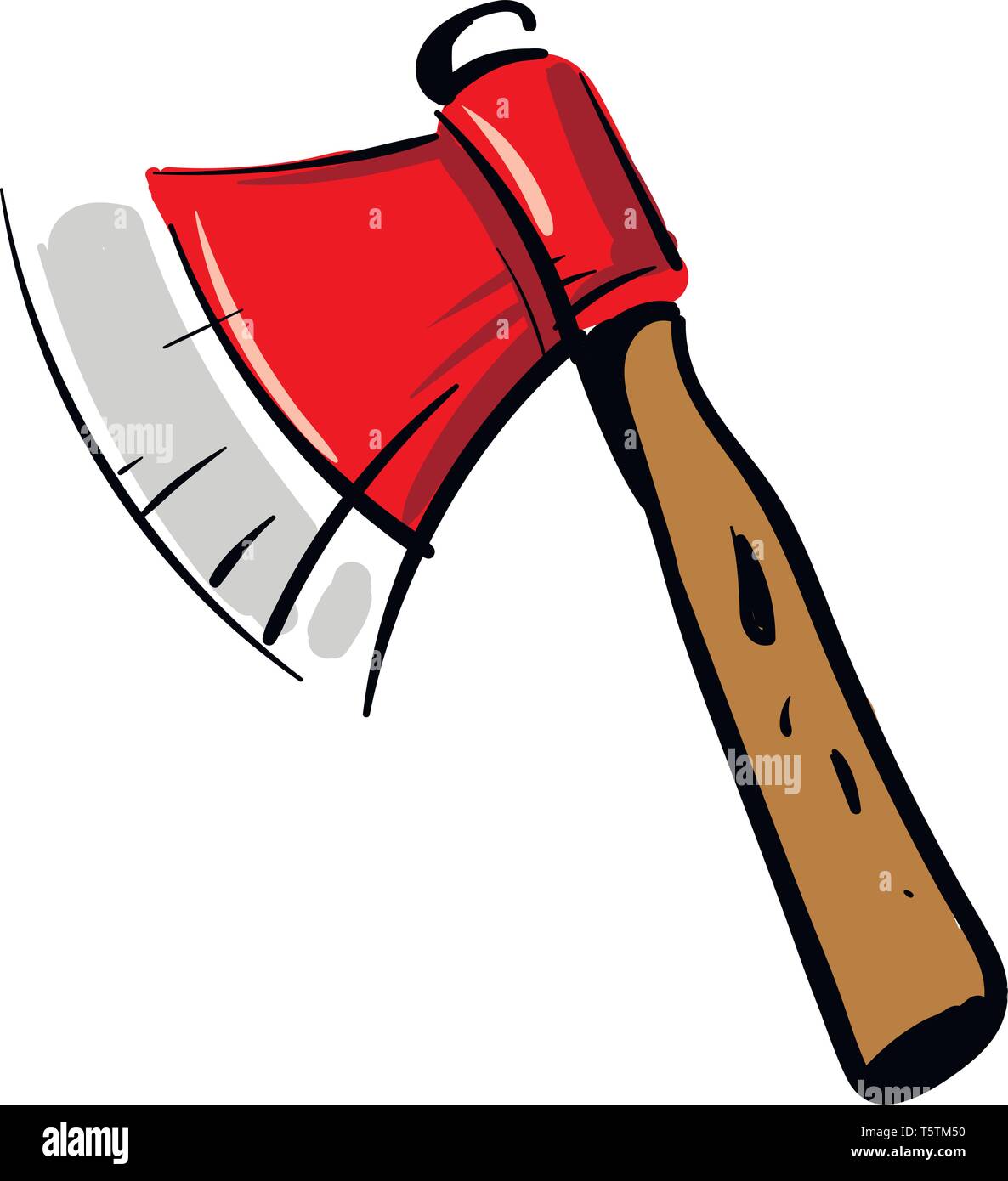 Red ax with wooden handle vector illustration on white background Stock ...