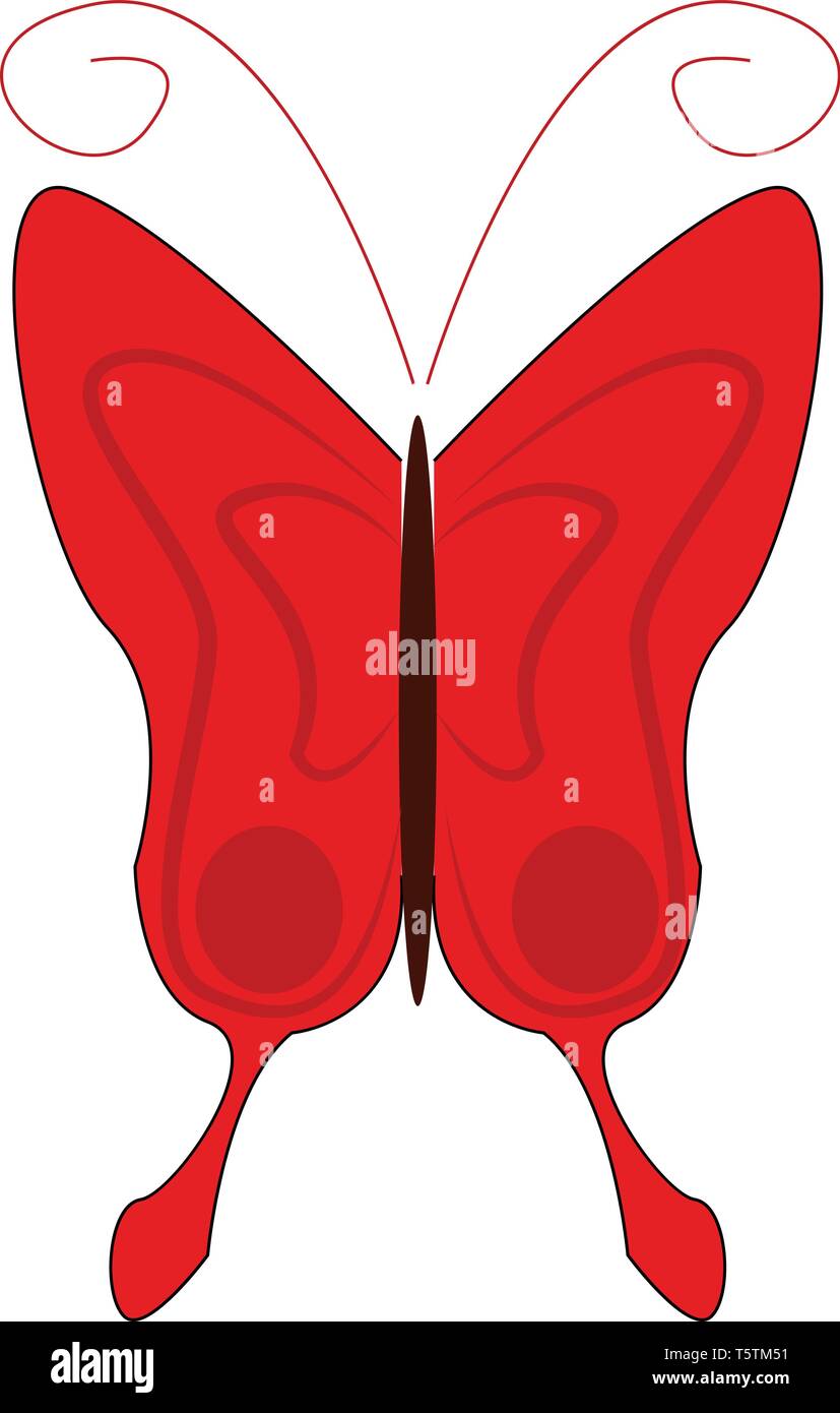 Simple catroon of a red butterfly vector illustration on white ...