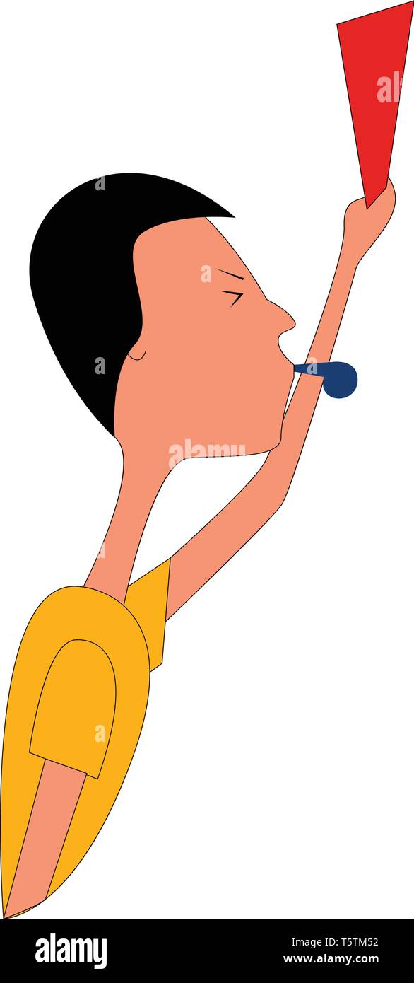 Referee showing a red card vector illustration on white background ...