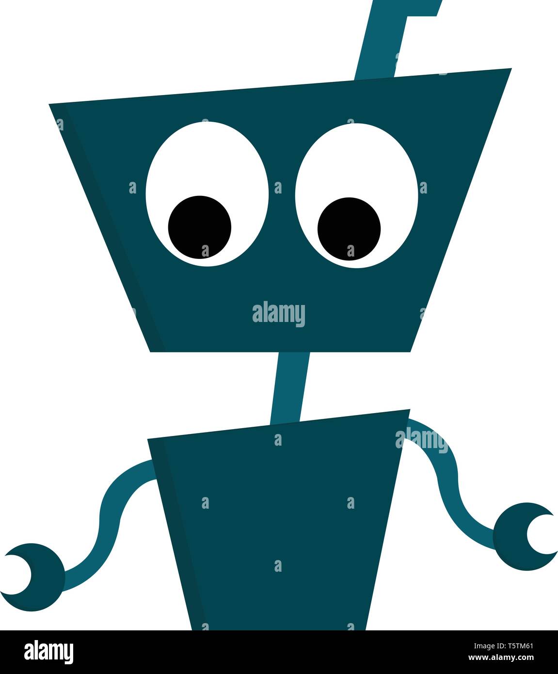 Blue robot vector illustration on white background Stock Vector Image ...