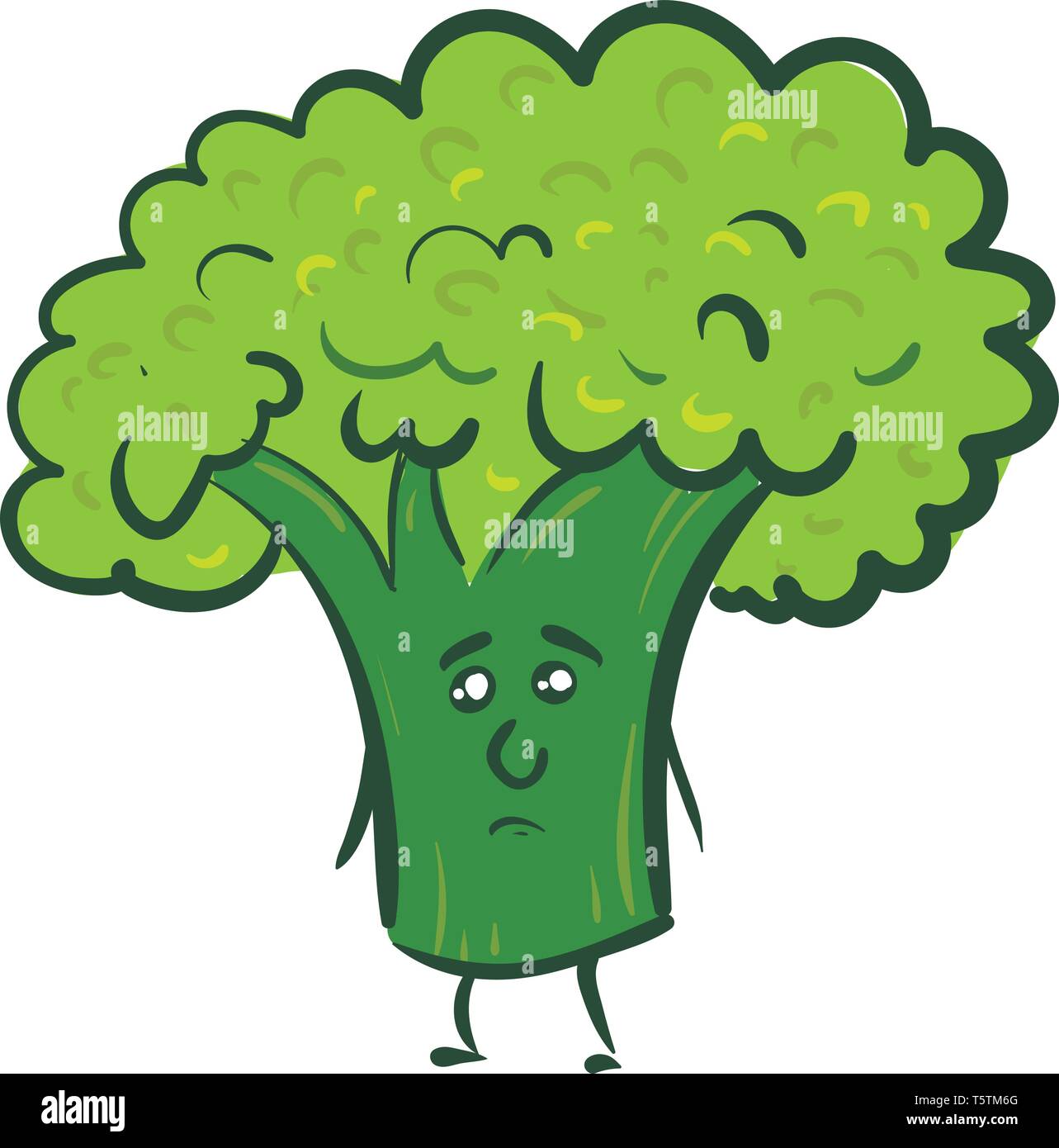 Sad green brocolli vector illustration on white background Stock Vector ...