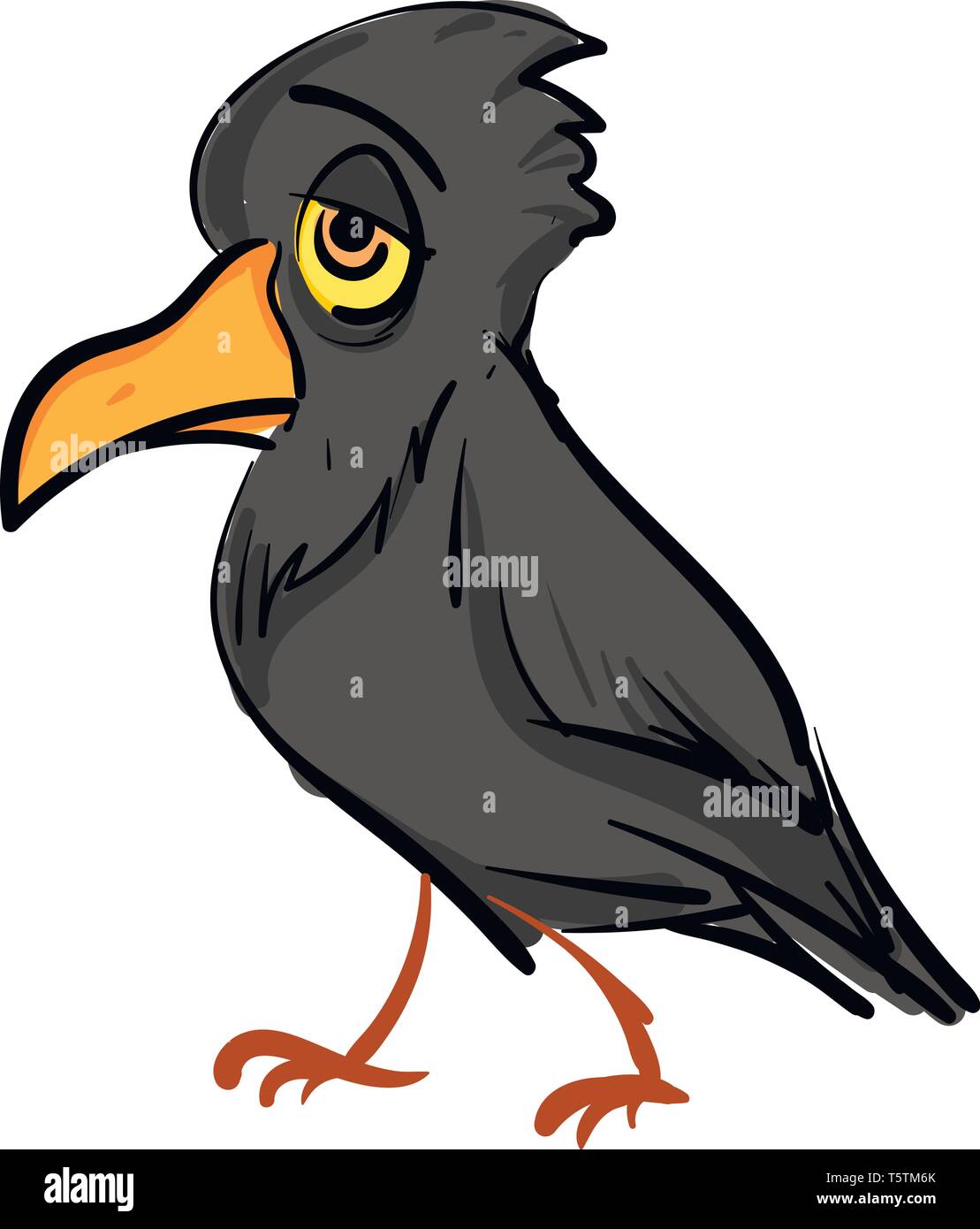 Sad grey crow vector illustration on white background Stock Vector ...