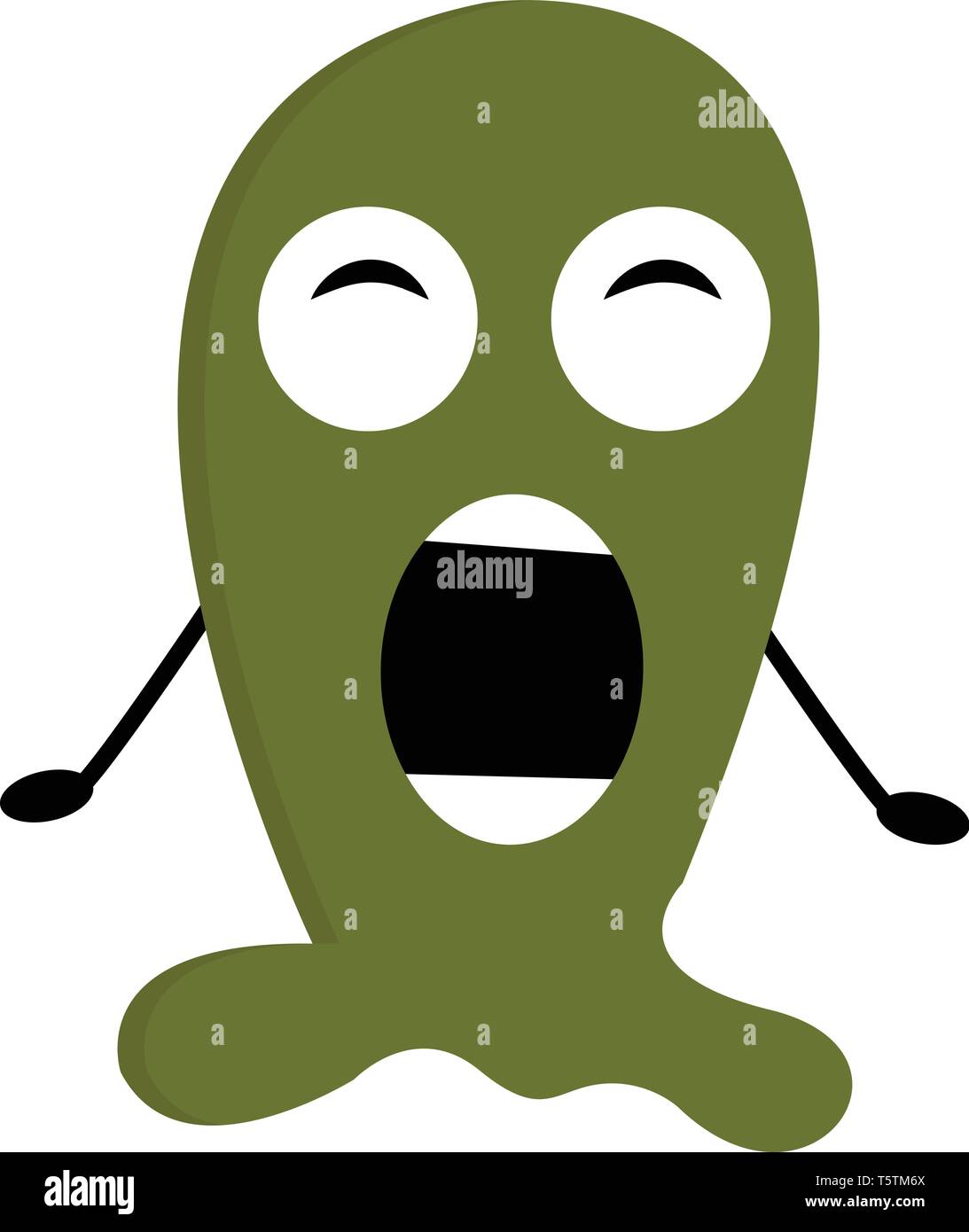 Green screaming monster vector illustration on white background Stock ...