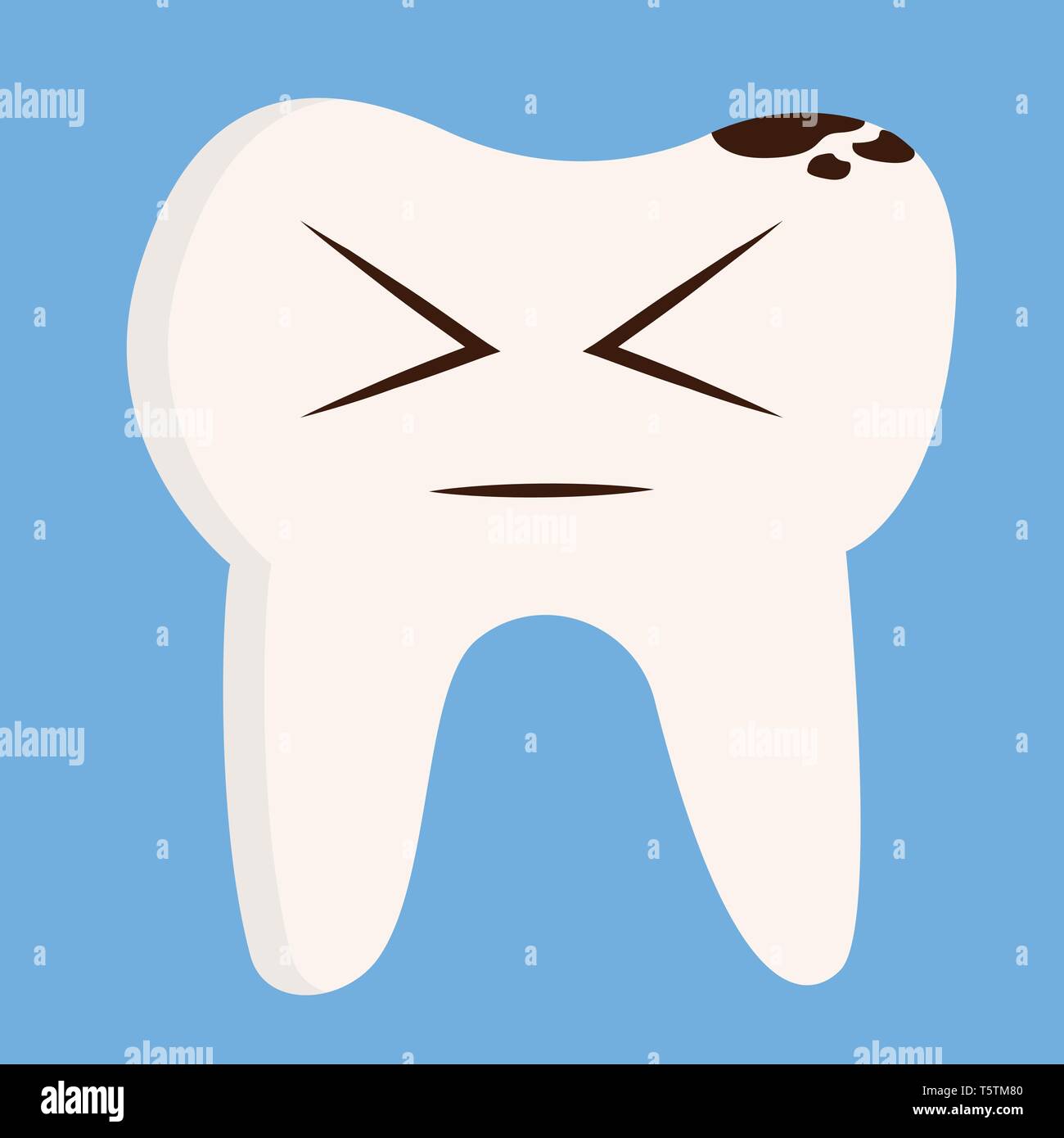 Cartoon of a sick tooth vector illustration on blue background Stock ...