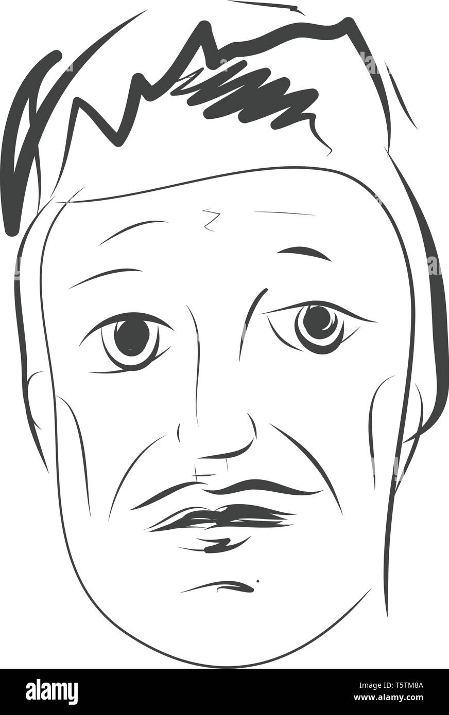 Simple black and white sketch of a man vector illustration on white ...