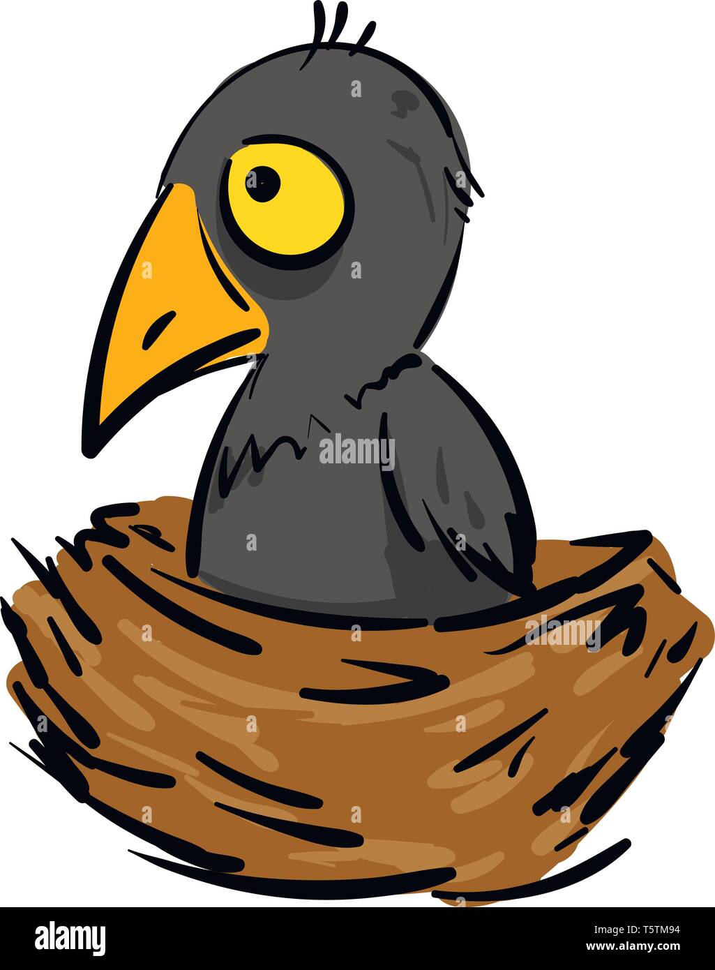 Black bird in nest Stock Vector Images - Alamy