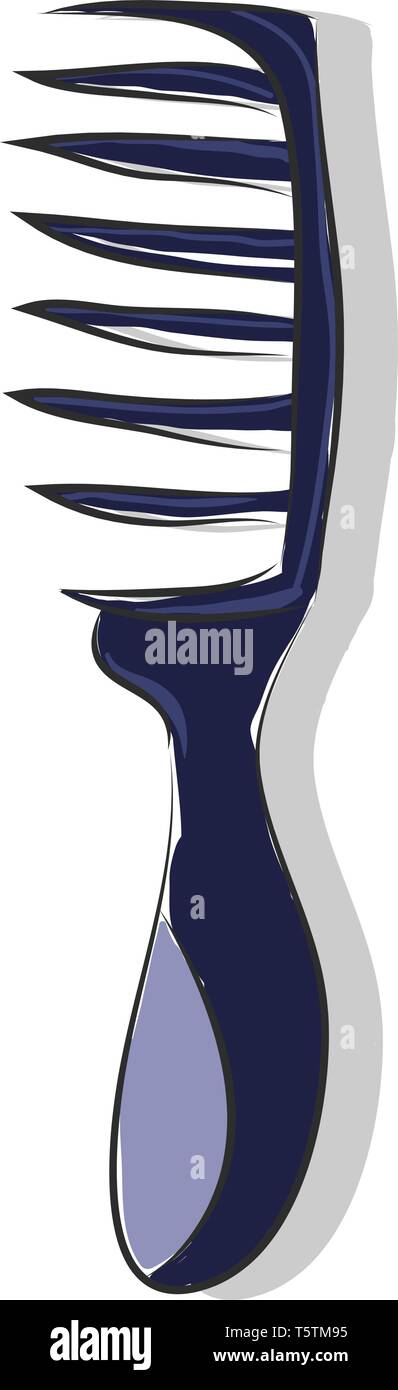 Simple cartoon of a blue hair comb vector illustration on white ...