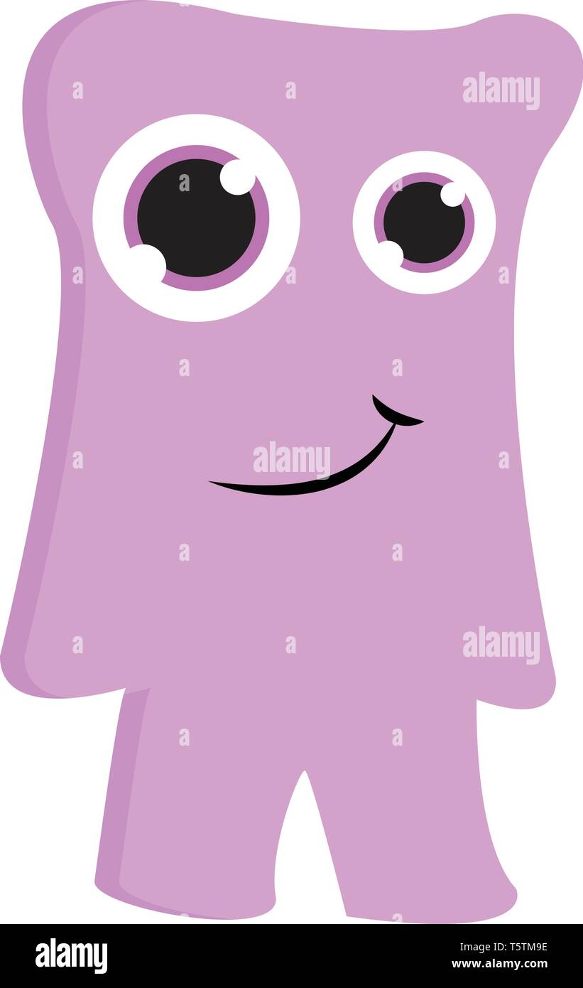 Simple cartoon of a purple smiling monster vector illustration on white ...