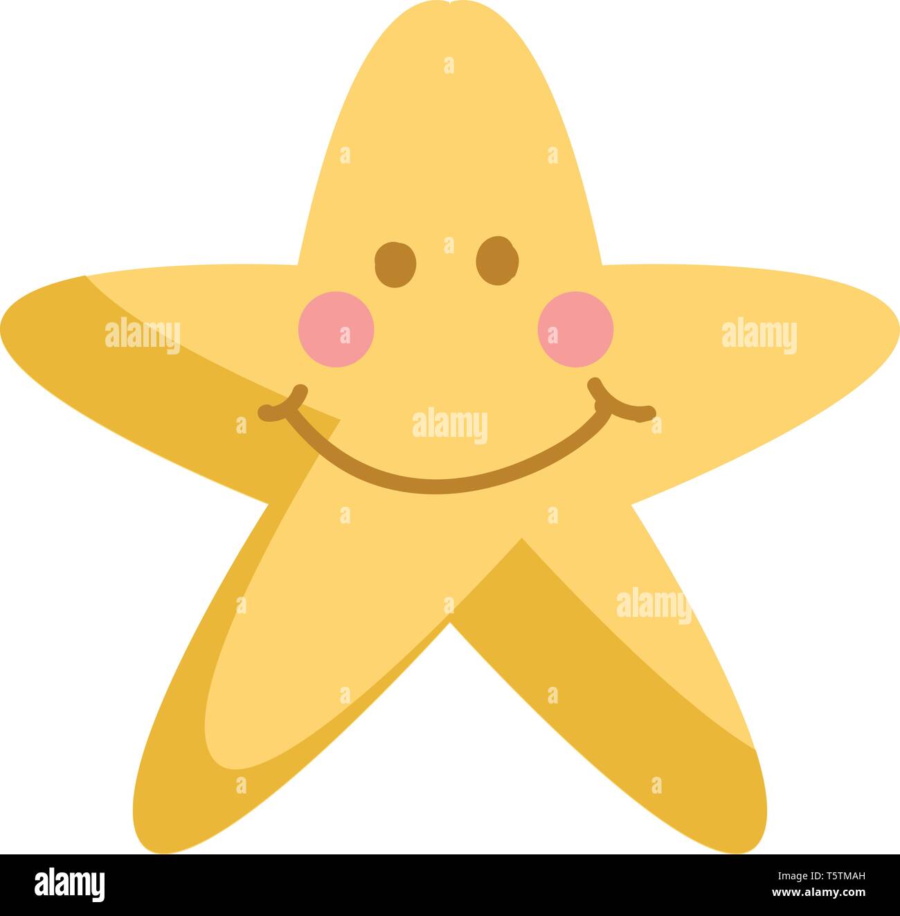 Cute smiling yellow star vector illustration on white background Stock ...