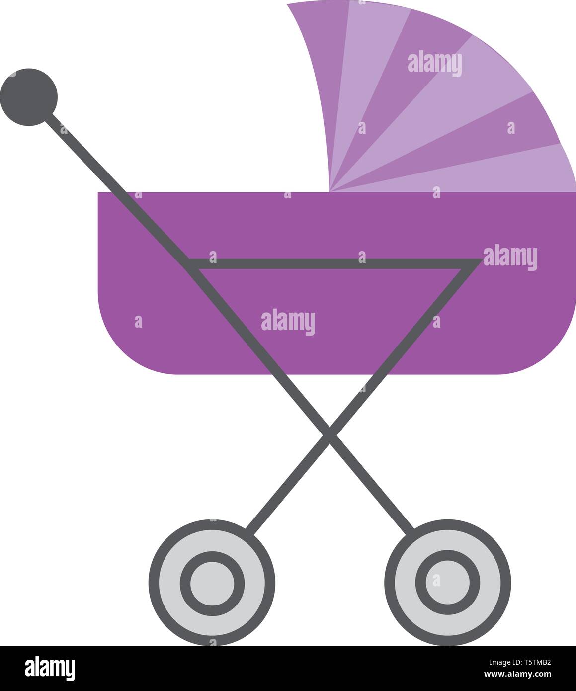 Vitage pink baby stroller vector illustration on white background Stock ...