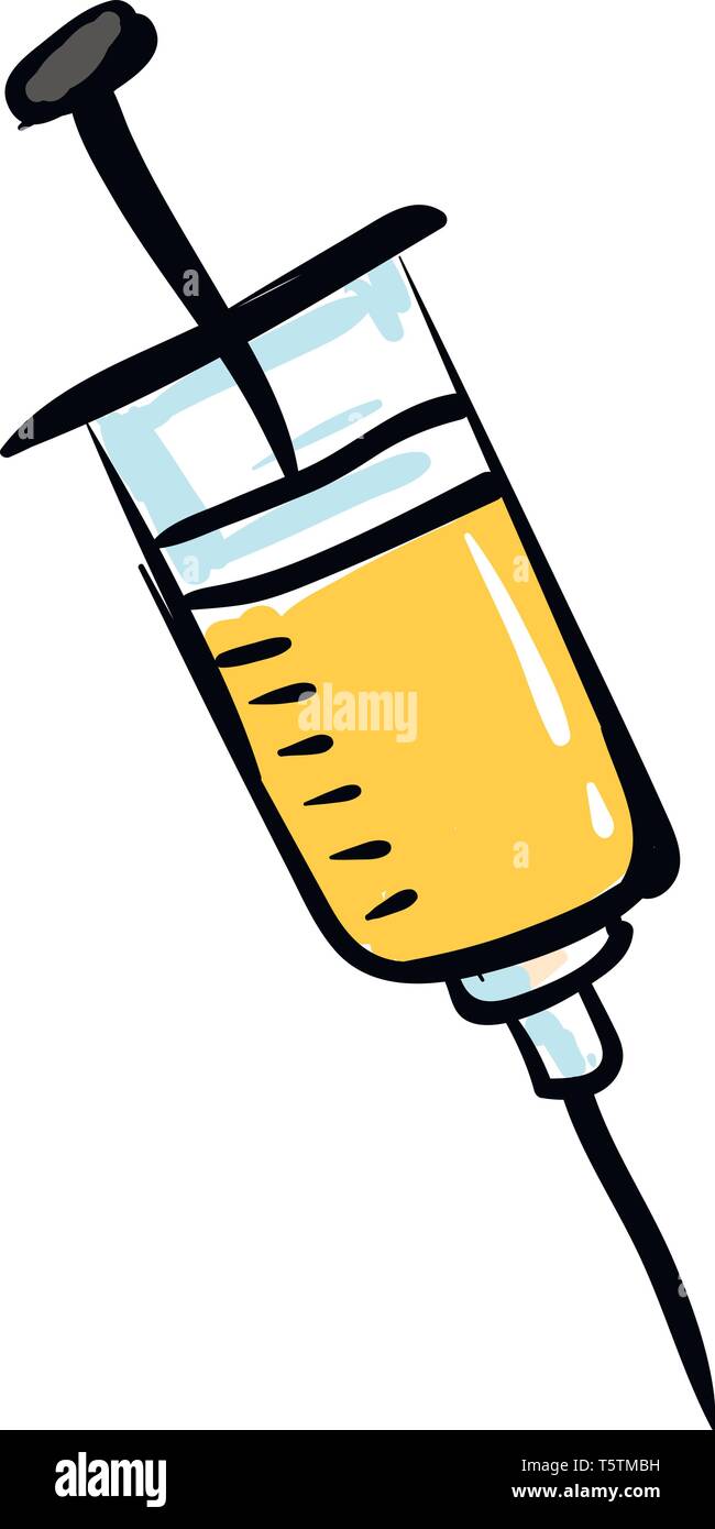 Simple cartoon of a medical syringe vector illustration on white ...
