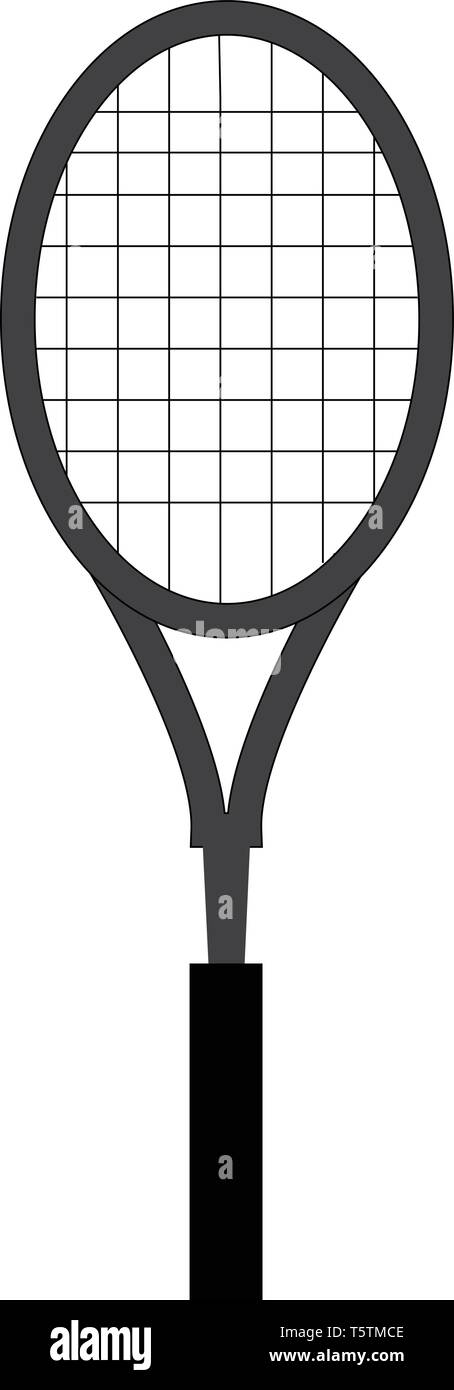 Simple vector illustration on white background of a grey tennis racket ...