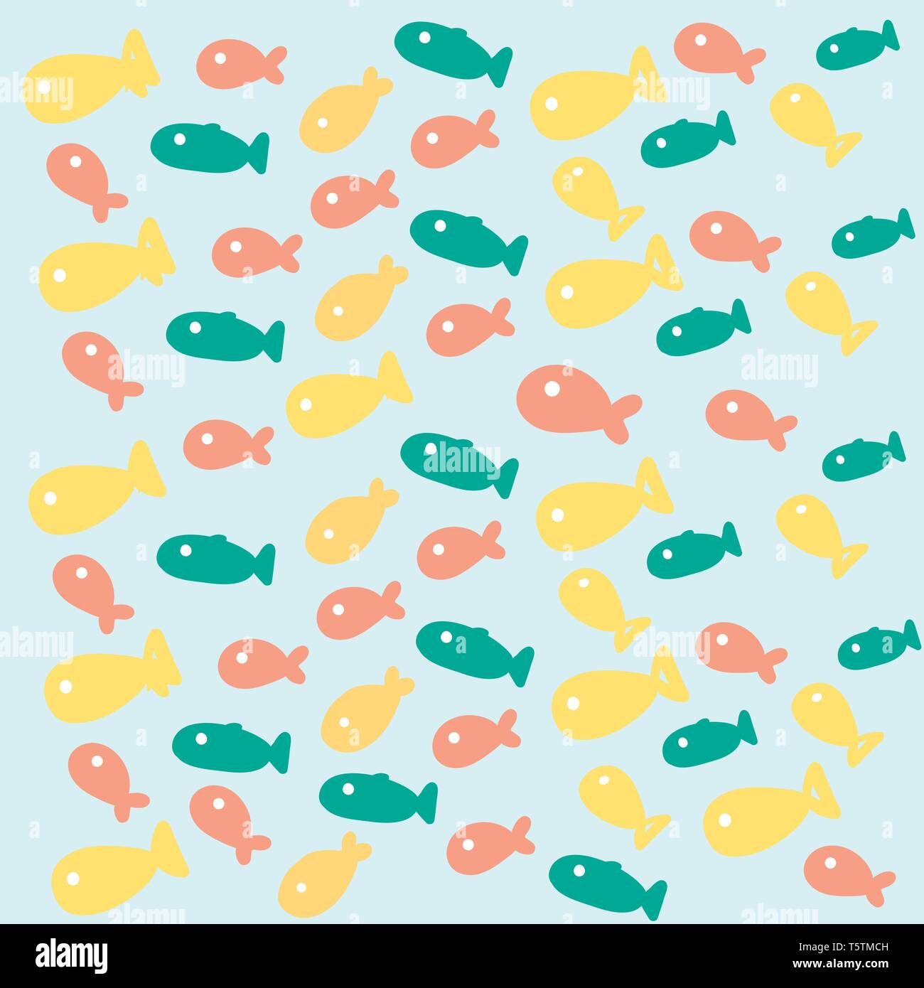 Texture on light blue background with colorful fish vector illustration ...