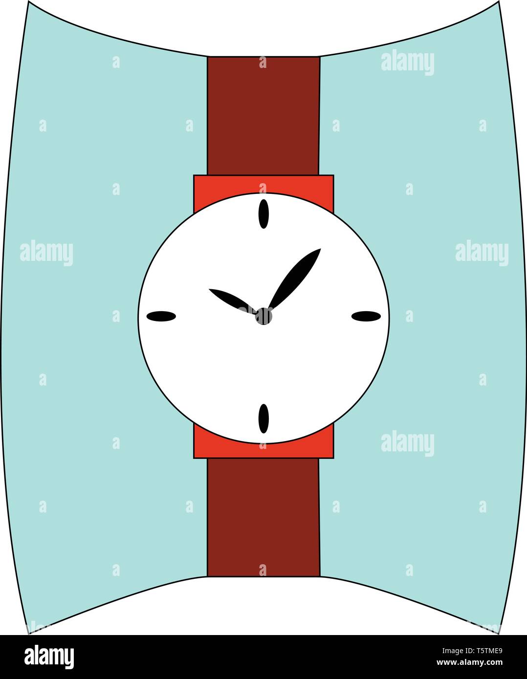Brown wrist watch showing time illustration print vector on white ...